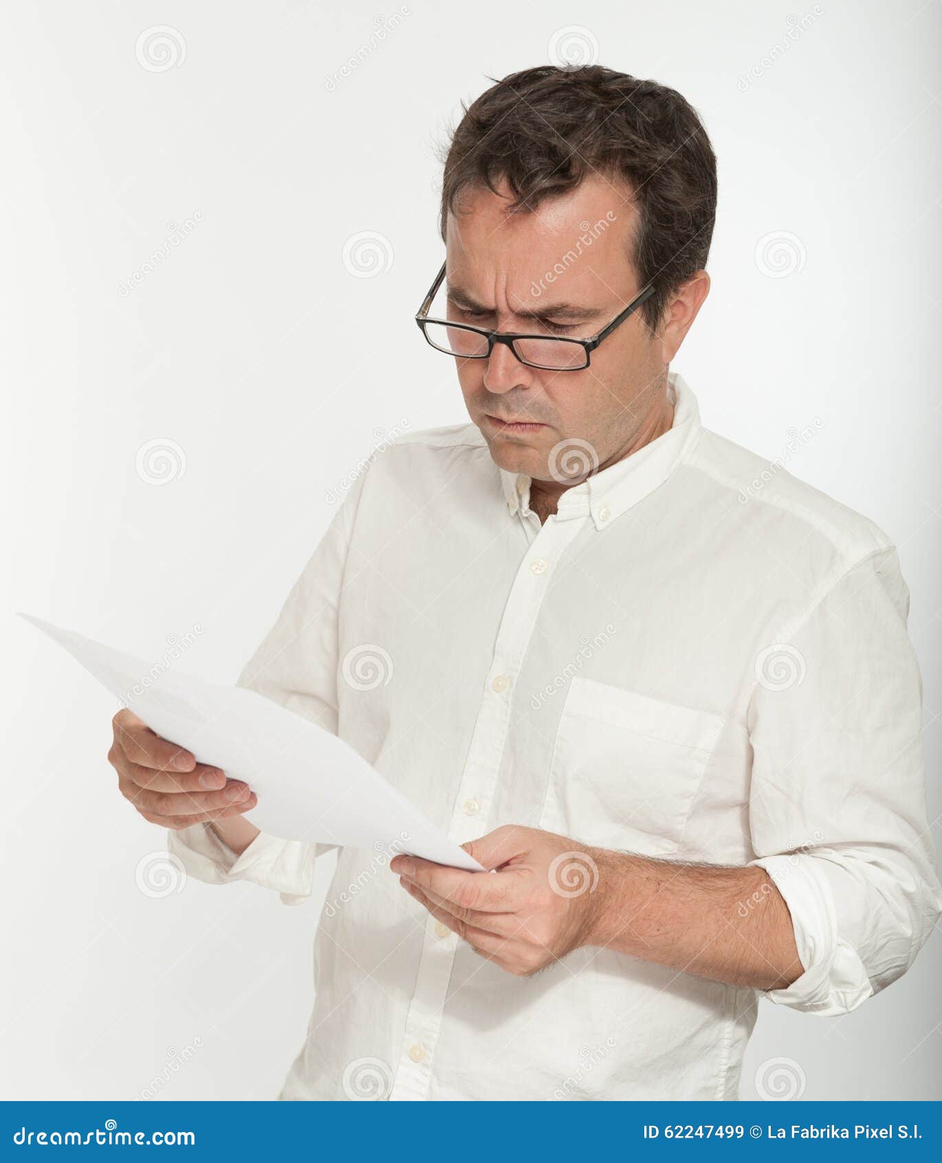 Serious Document Inspection Stock Image - Image of glasses, print: 62247499