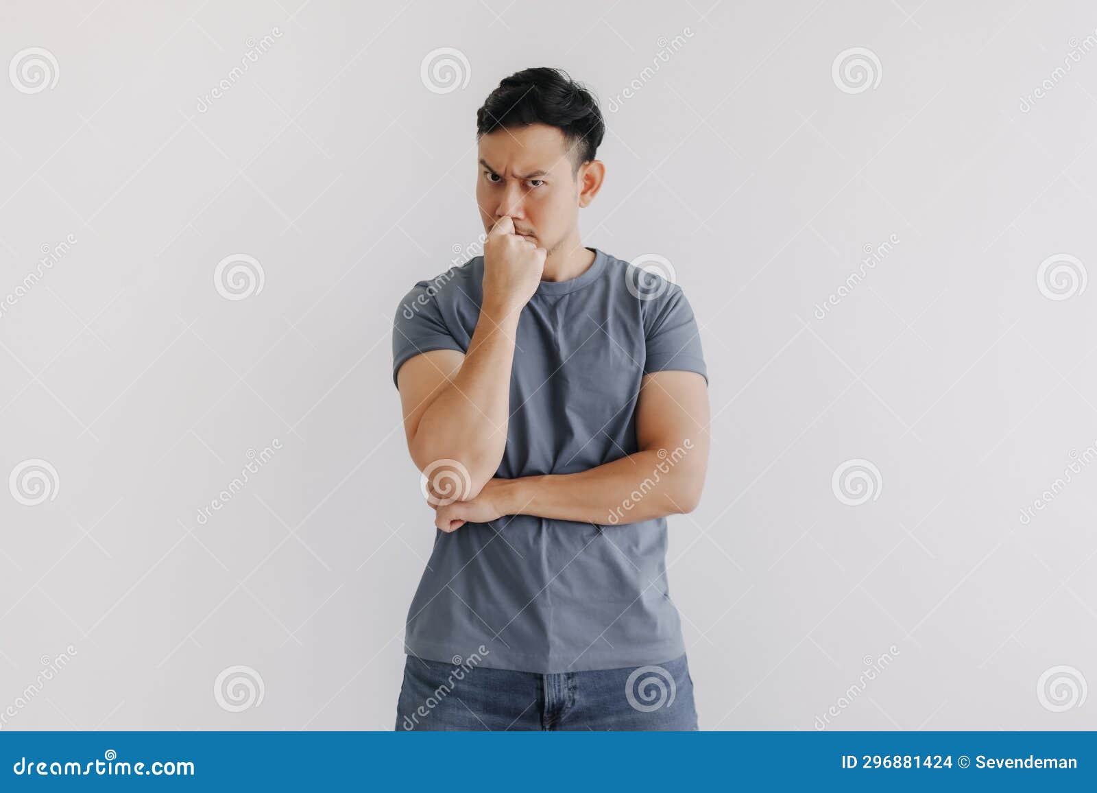 Serious and Doubt Face of Man Thinking of Something Stand Isolated on ...