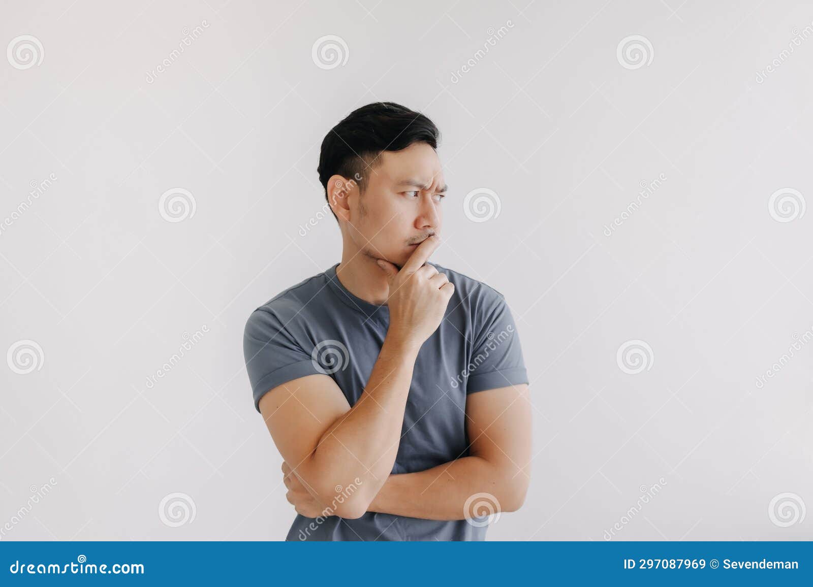 Serious and Doubt Face of Man Thinking of Something Stand Isolated on ...