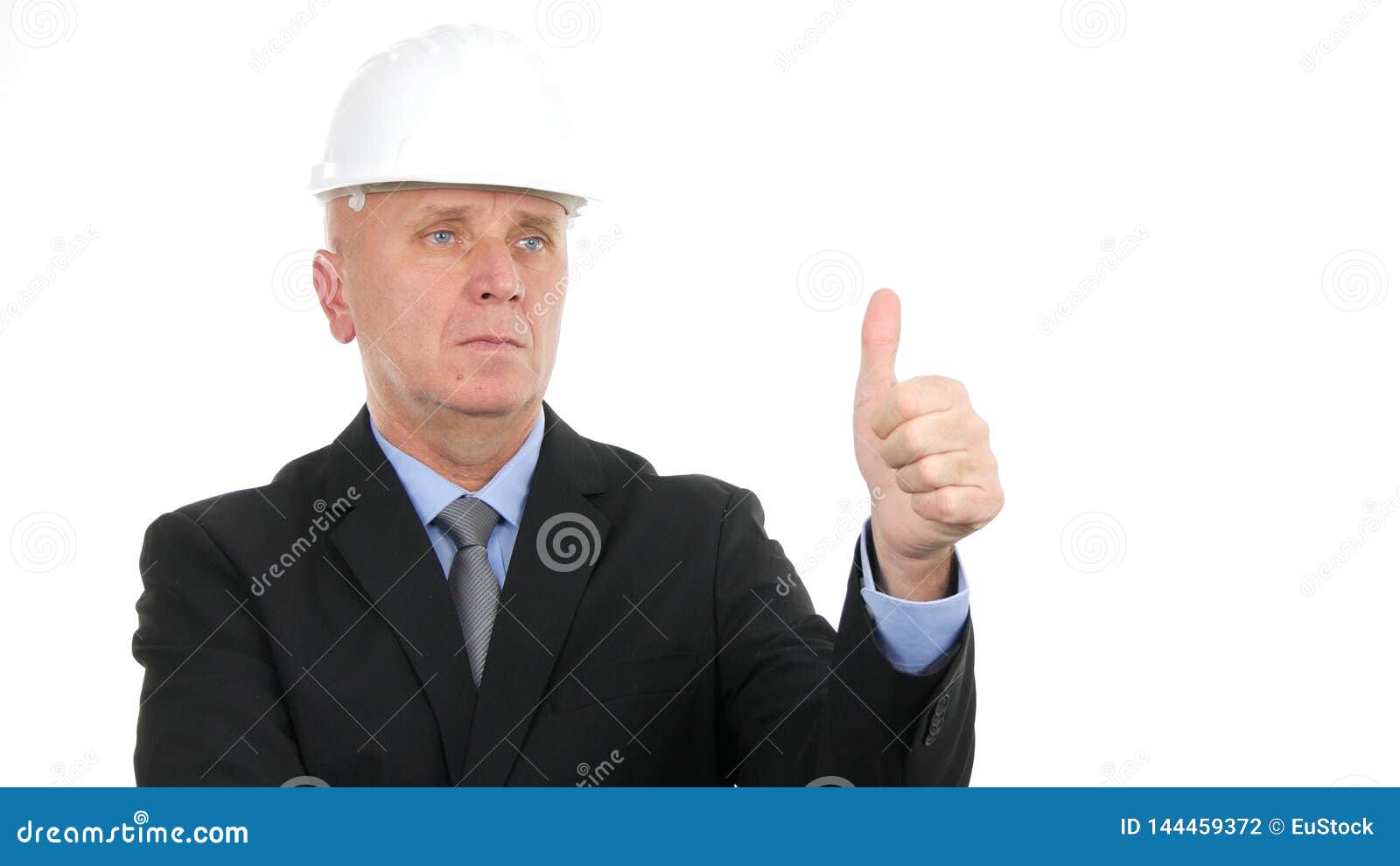 Serious Engineer Make Good Job Hand Sign Thumbs Up Stock Photo ...
