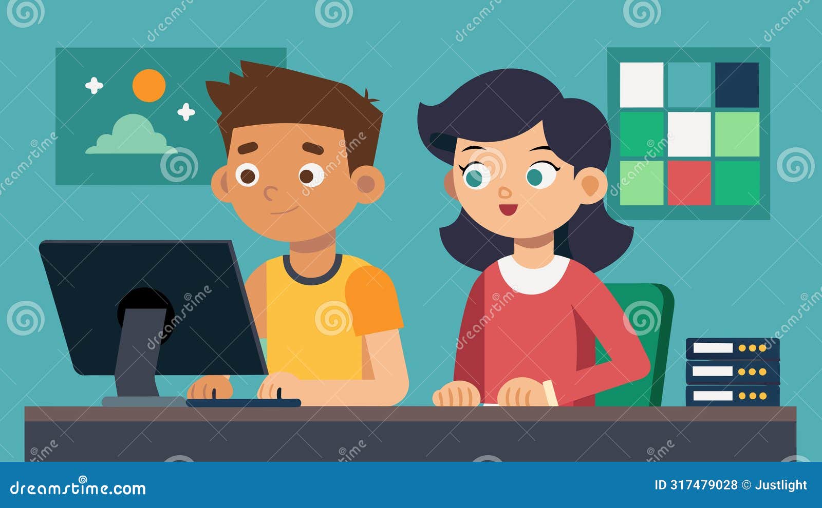 With Serious Expressions Two Young Animators Work in Tandem on a ...