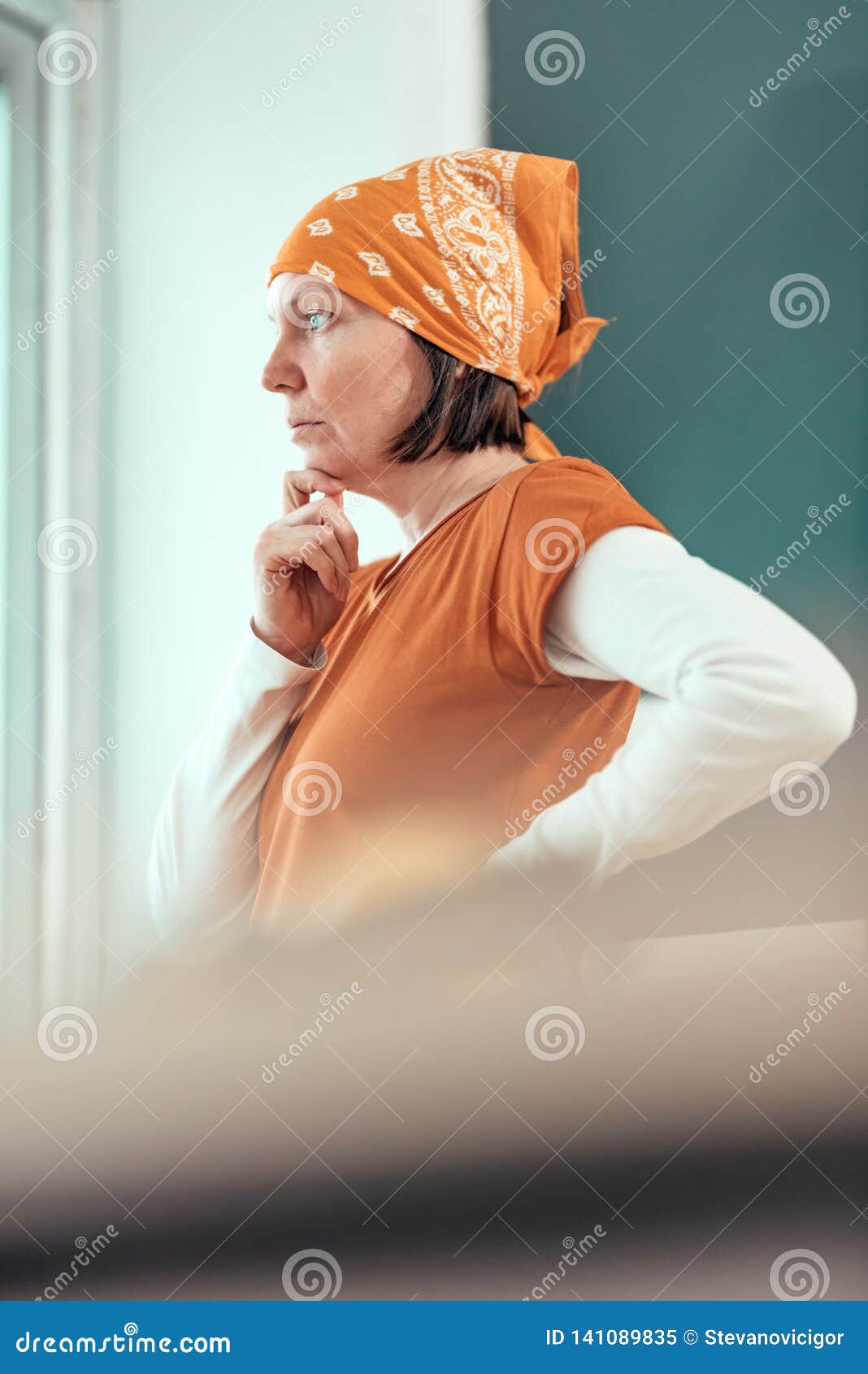 Serious Female Carpenter Thinking about Project Stock Image - Image of ...