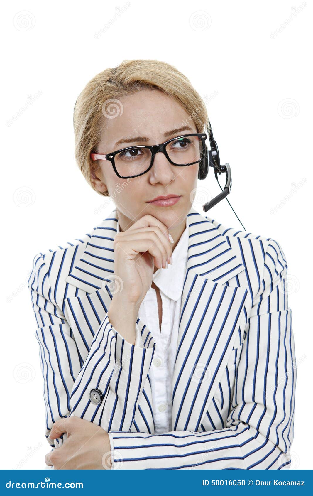Serious Female Customer Service Representative Stock Photo - Image of ...