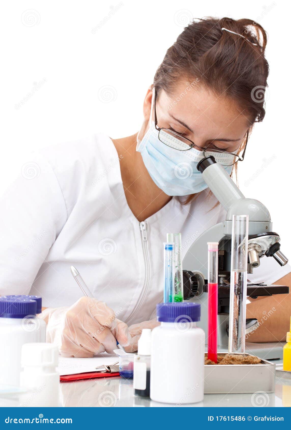 Serious female scientist stock photo. Image of instrument - 17615486