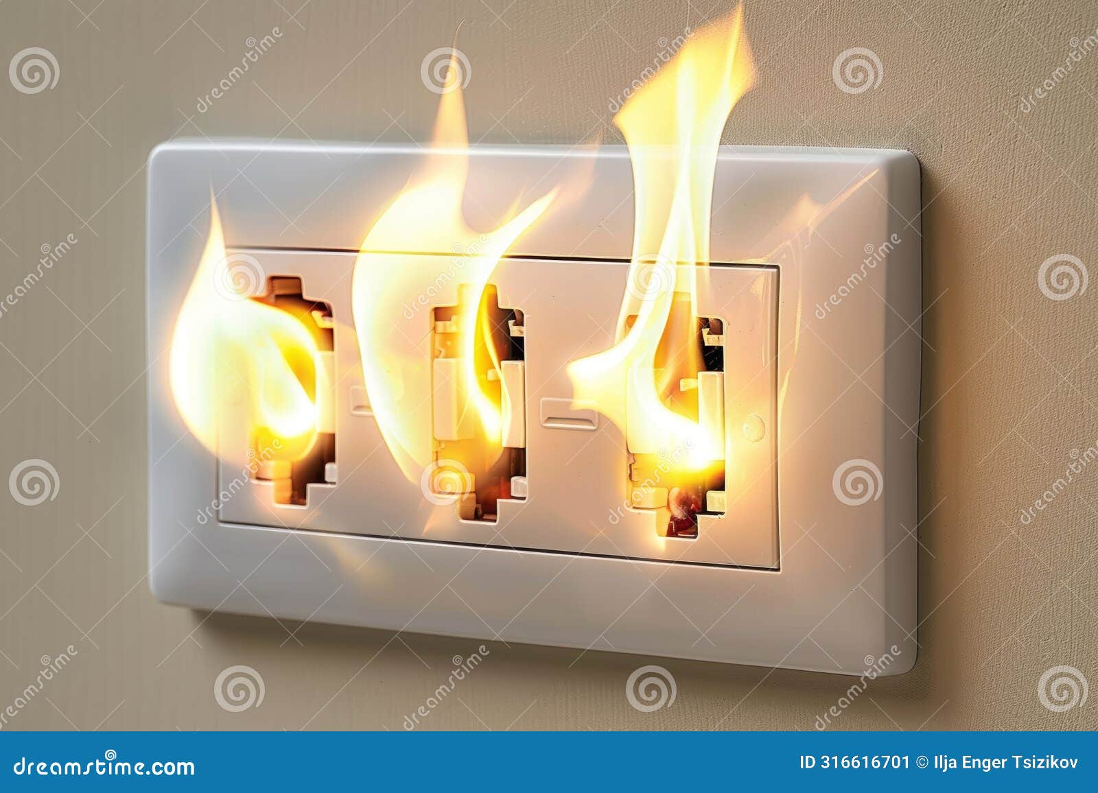 Serious Fire Hazard Electrical Socket on Wall Engulfed in Dangerous ...