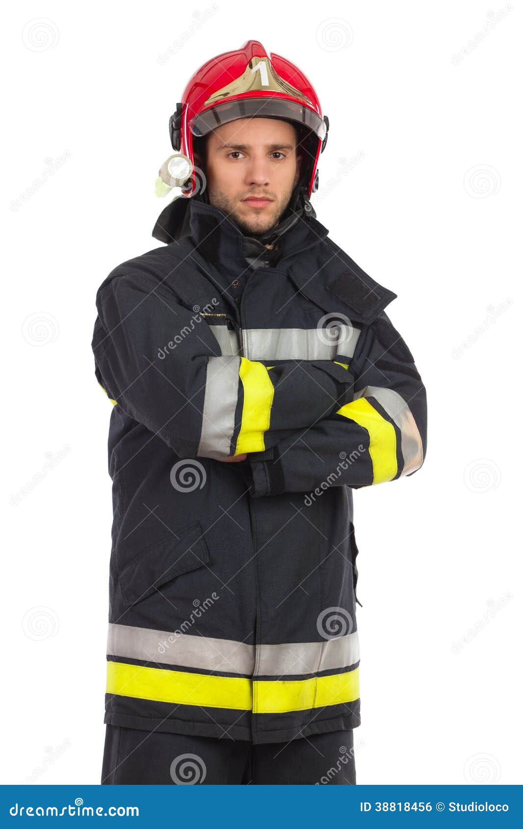 Serious firefighter posing stock photo. Image of arms - 38818456