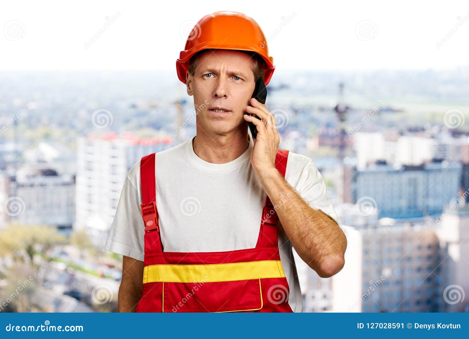 Serious Foreman Talking on Phone. Stock Image - Image of male ...