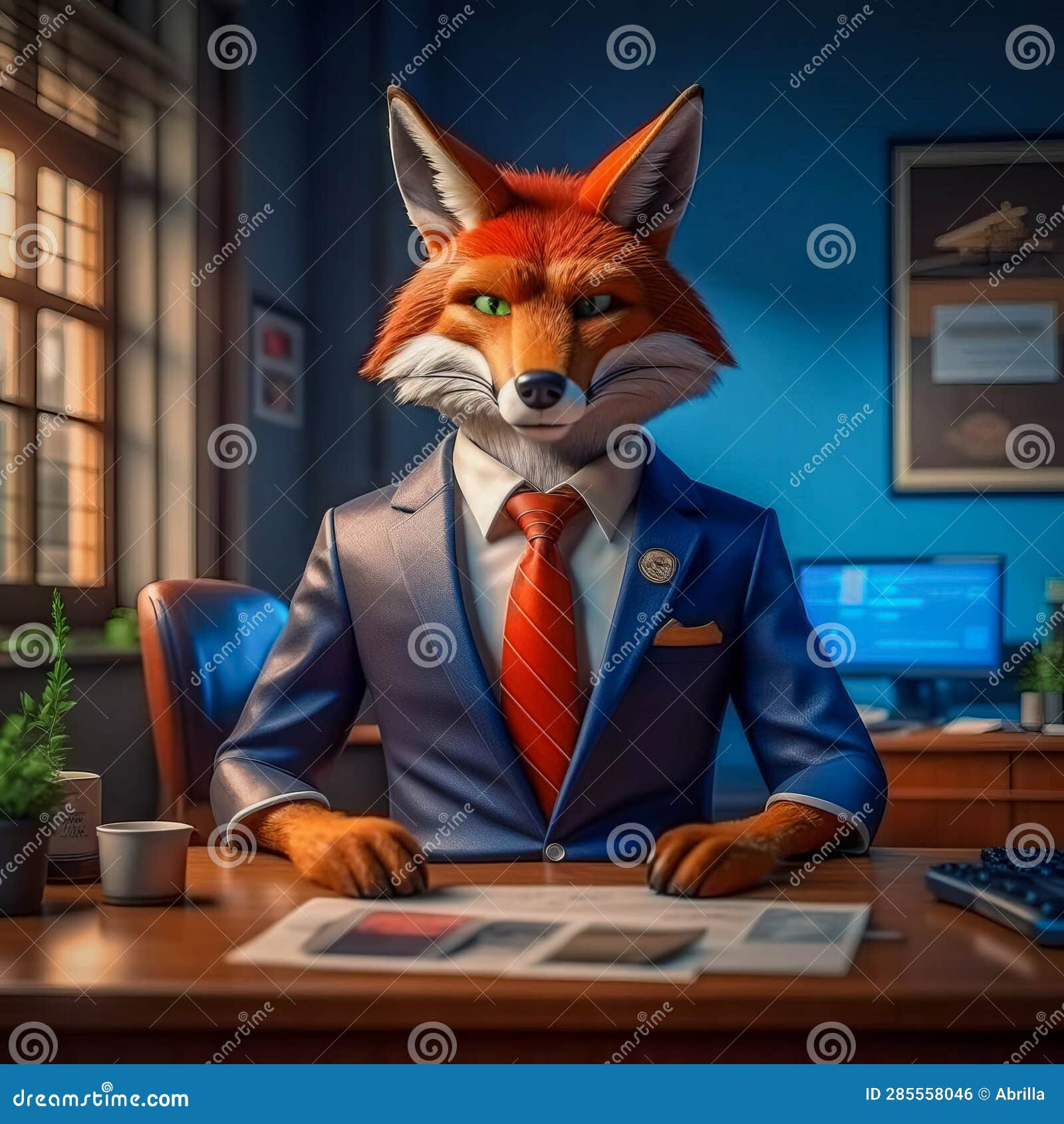 Serious Fox, Manager, Fox Boss in a Suit Stock Illustration ...