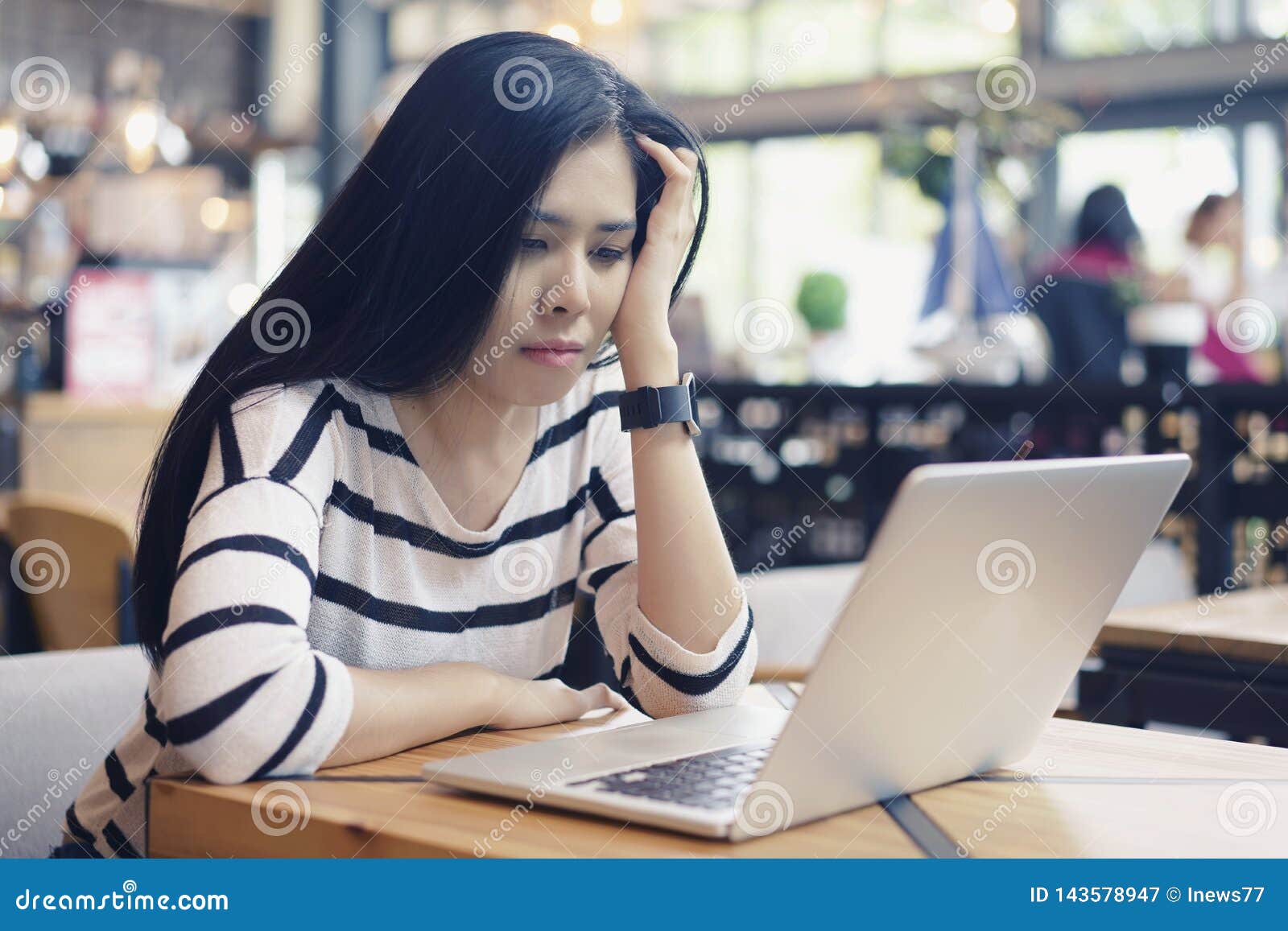 Serious and Frustrated Asian Woman Thinking of Problem To Working a ...