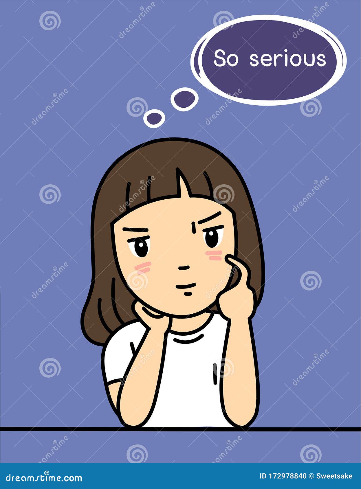 Serious Girl Teen Think About Problem In Forest Cartoon Vector ...