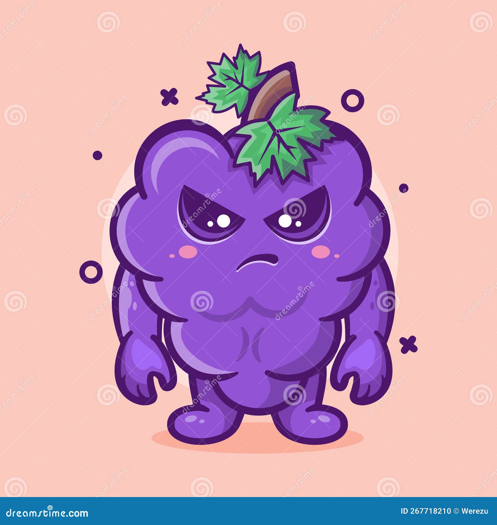 Serious Grape Fruit Character Mascot with Angry Expression Isolated ...