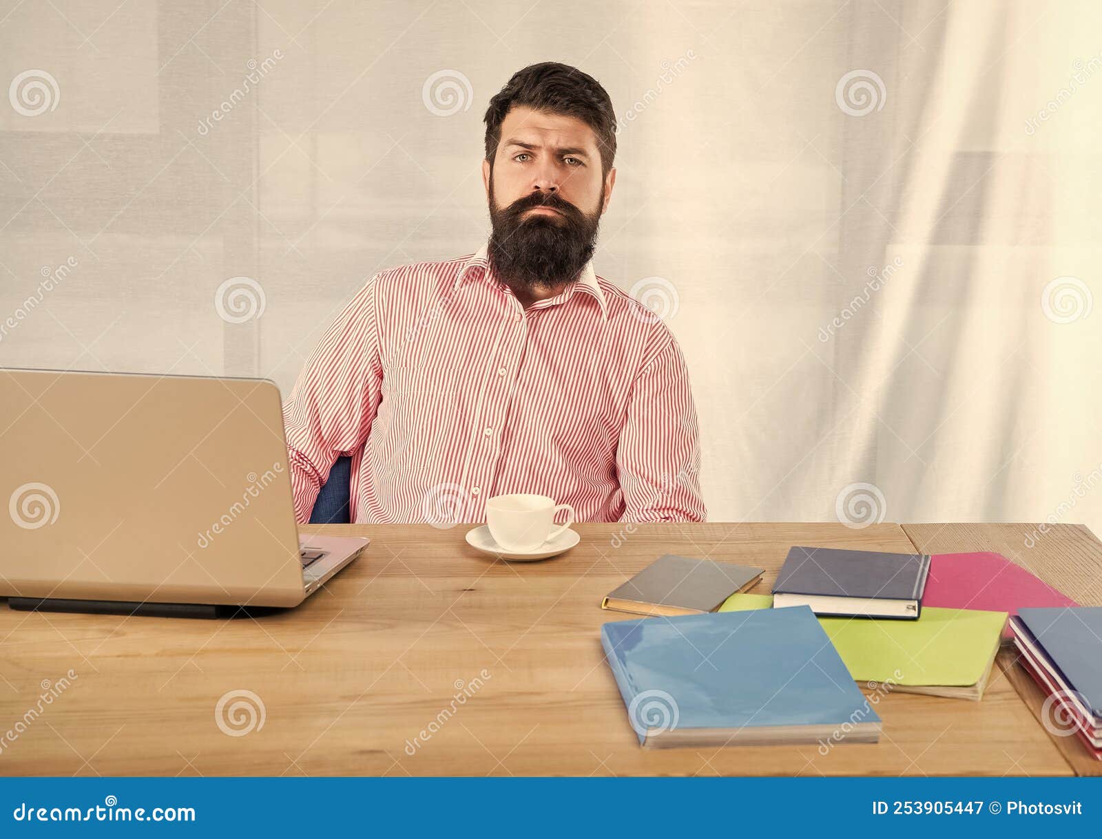 Serious Guy Working at Office Desk. Office Work Stock Image - Image of ...