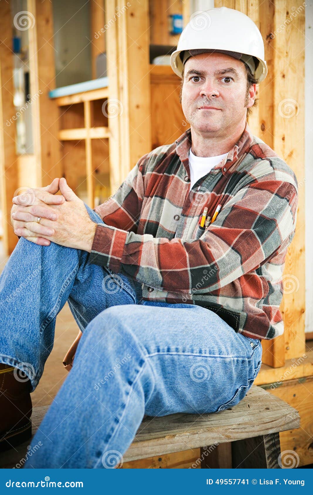 Serious Handsome Construction Worker Stock Image - Image of competent ...