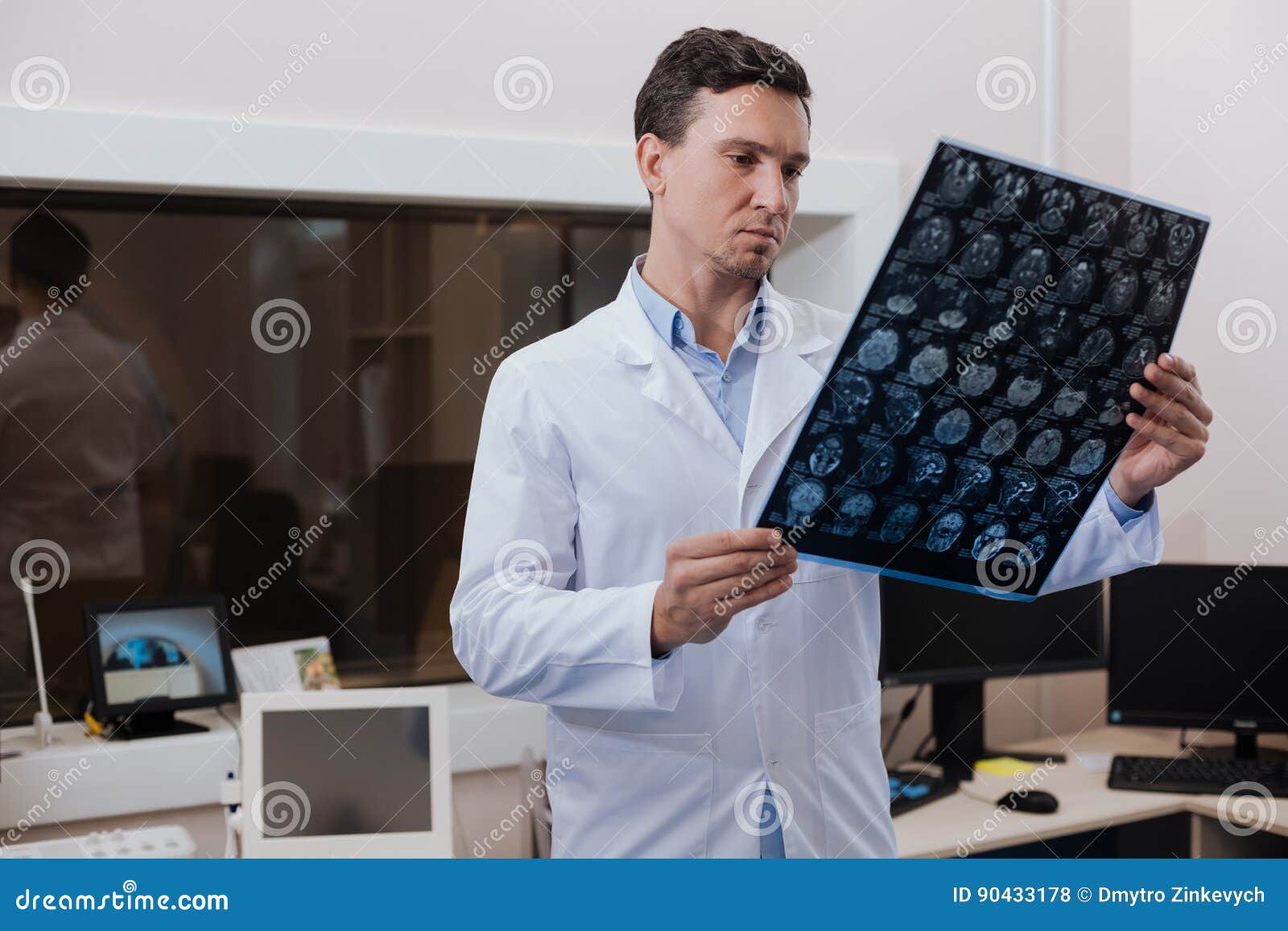 Serious Handsome Radiologist Working in the Lab Stock Photo - Image of ...
