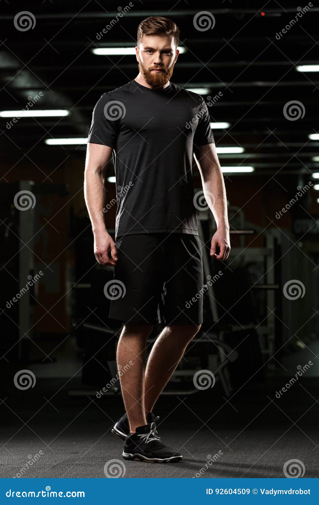 Serious Handsome Sports Man Standing and Posing in Gym Stock Image ...