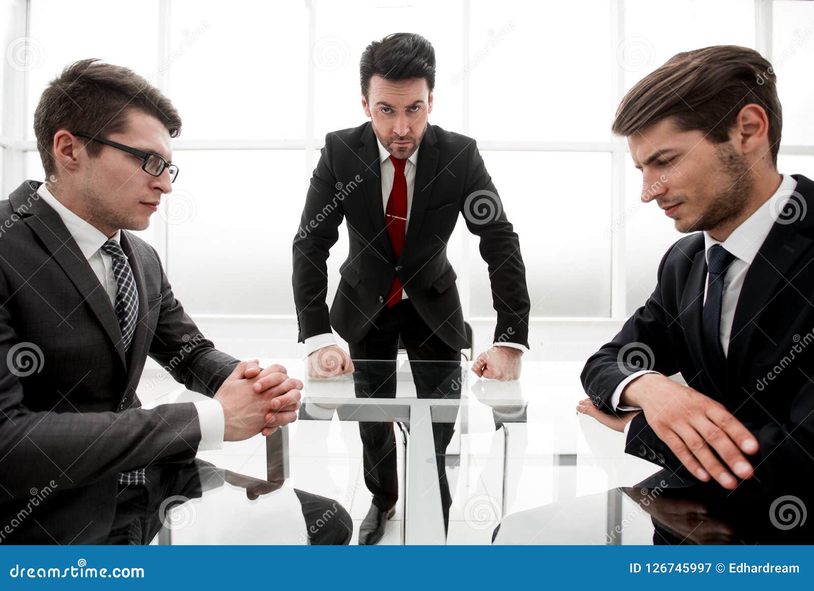 Serious Head Holds a Working Meeting. Business Problem Stock Image ...