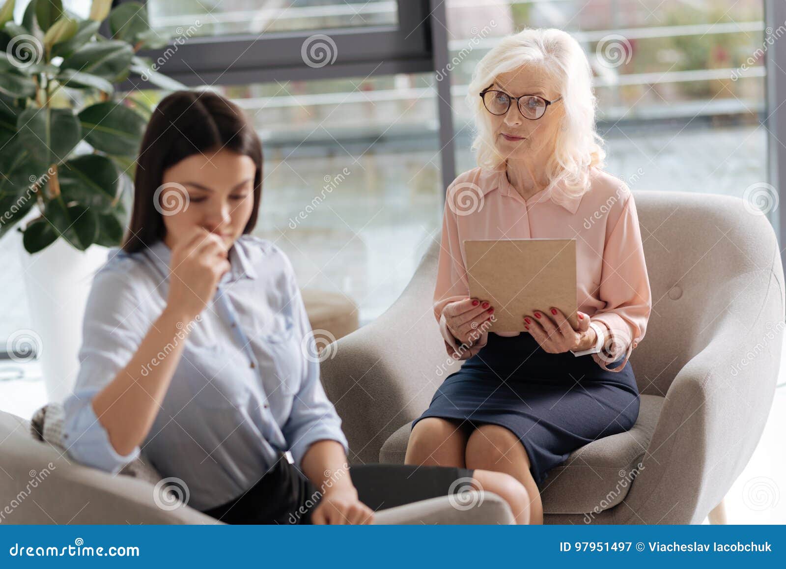 Serious HR Manager Looking at the Job Applicant Stock Image - Image of ...