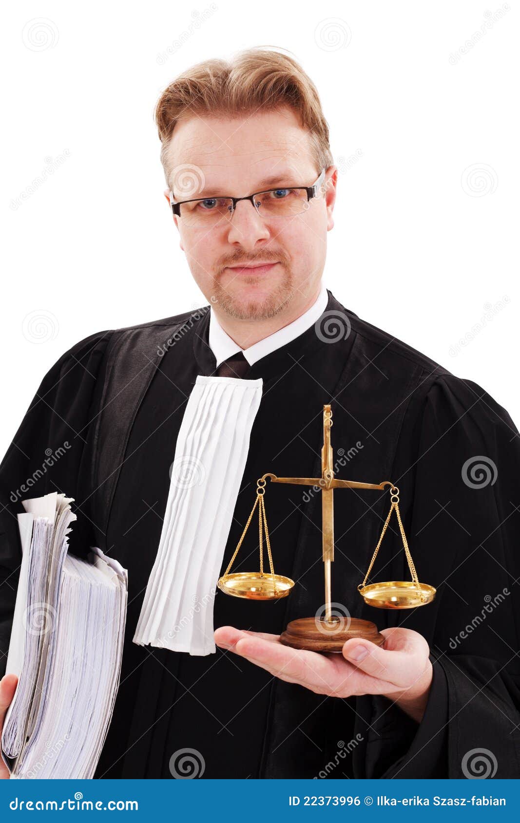 Serious Judge Showing Justice Scale Stock Photo - Image of holding ...