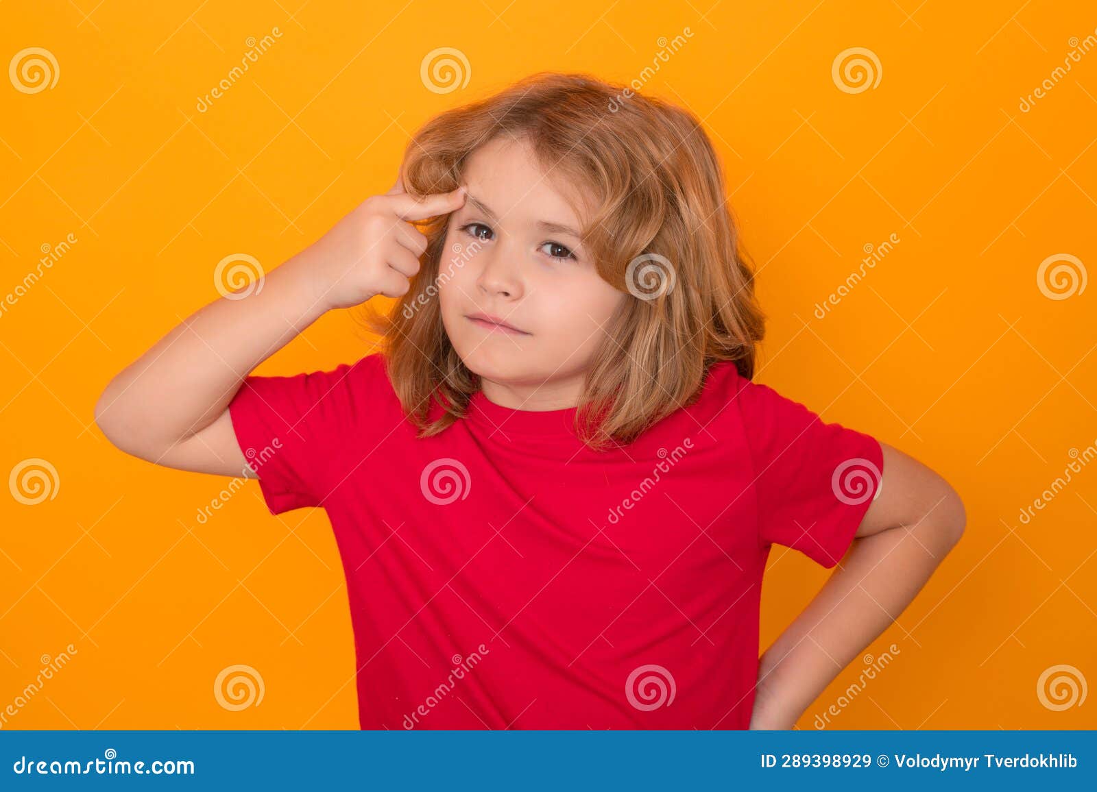 Serious Kid Thinking on Studio Isolated Background. Think and Idea ...