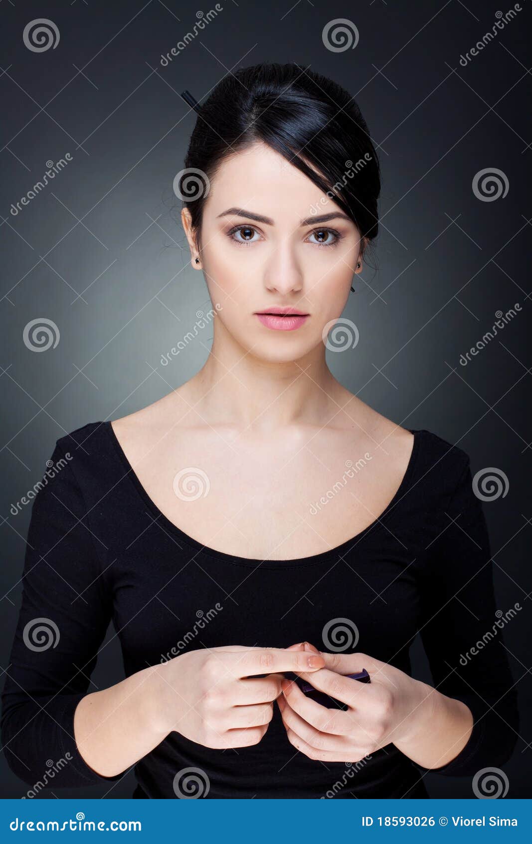 Serious Lady with Beautiful Makeup Stock Photo - Image of lady, black ...