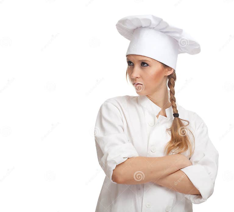 Serious lady cook stock image. Image of clean, knife - 21045959