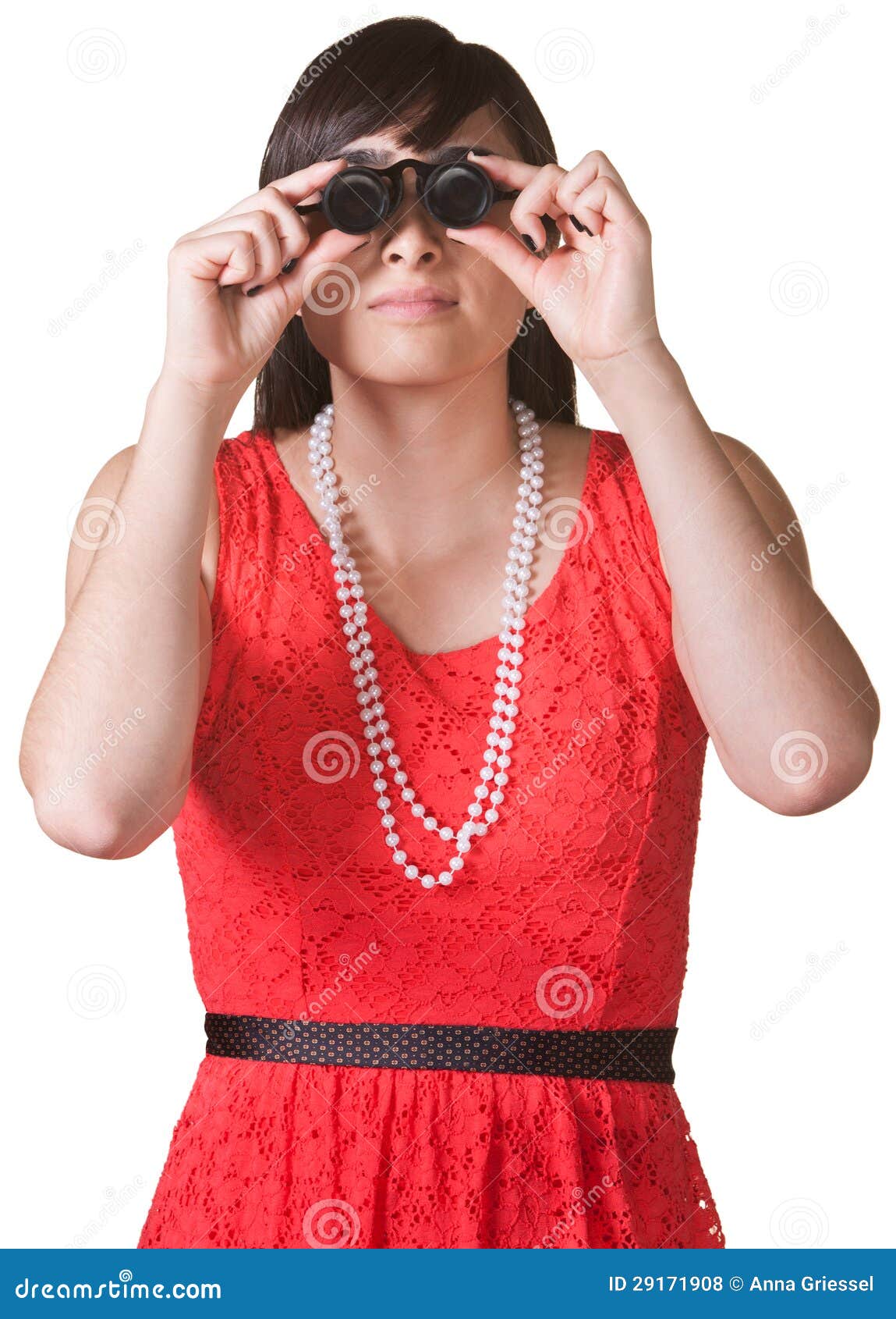 Serious Lady with Jewelers Glasses Stock Photo - Image of pearl ...