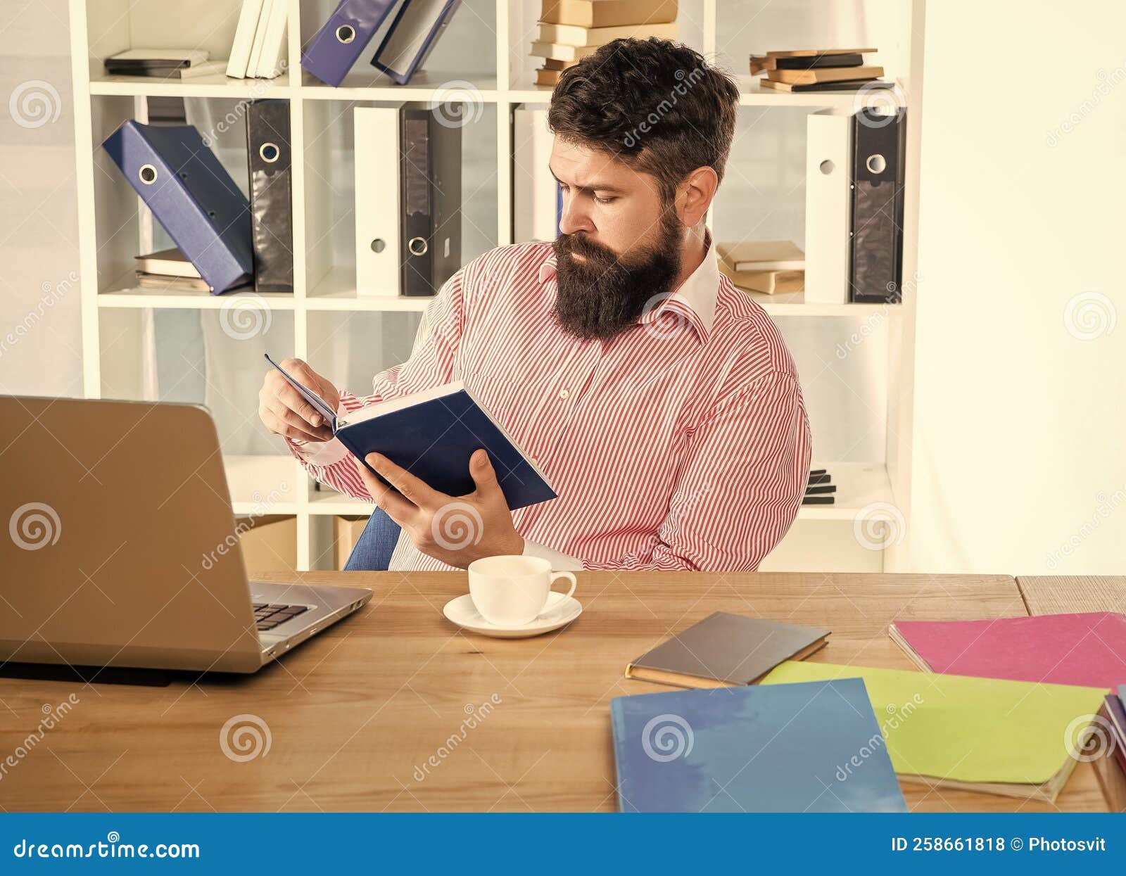 Serious Lawyer Reading Book at Office Desk Stock Photo - Image of ...