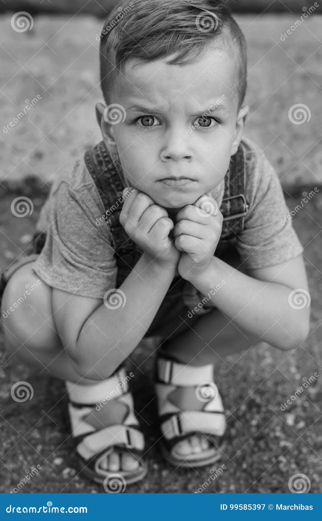 Serious Little Boy with Negative Emotions Stock Image - Image of ...