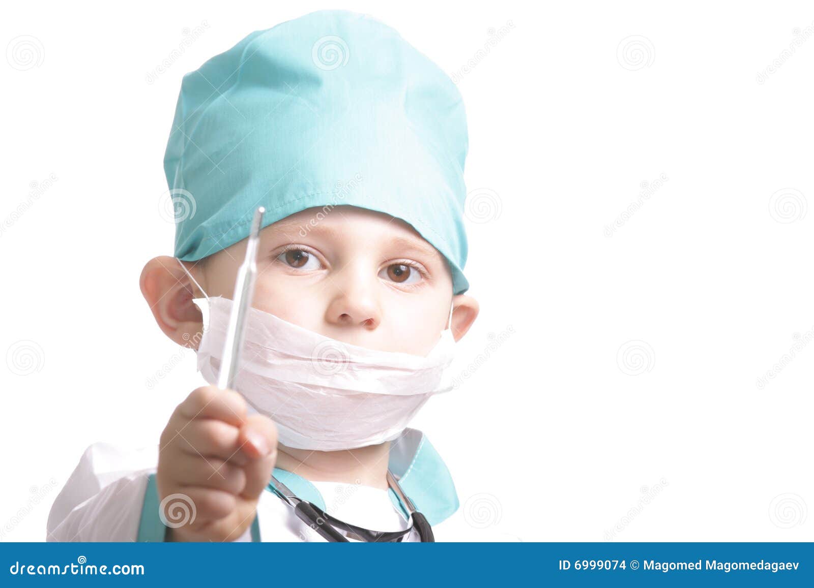 Serious little doctor stock photo. Image of thermometer - 6999074