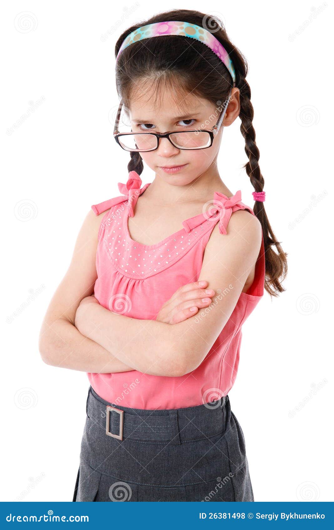 Serious Little Girl in Glasses Stock Photo - Image of schoolgirl ...