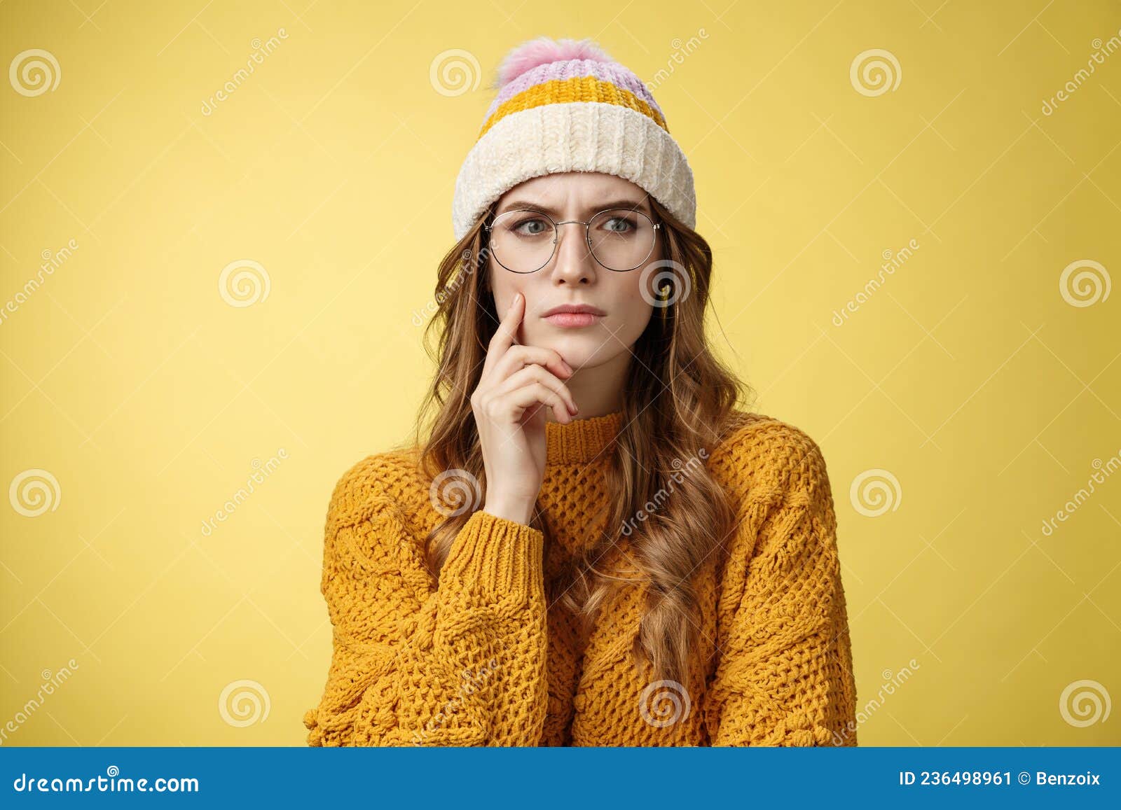 Serious-looking Complicated Attractive Smart Girl Solving Issue Mind ...