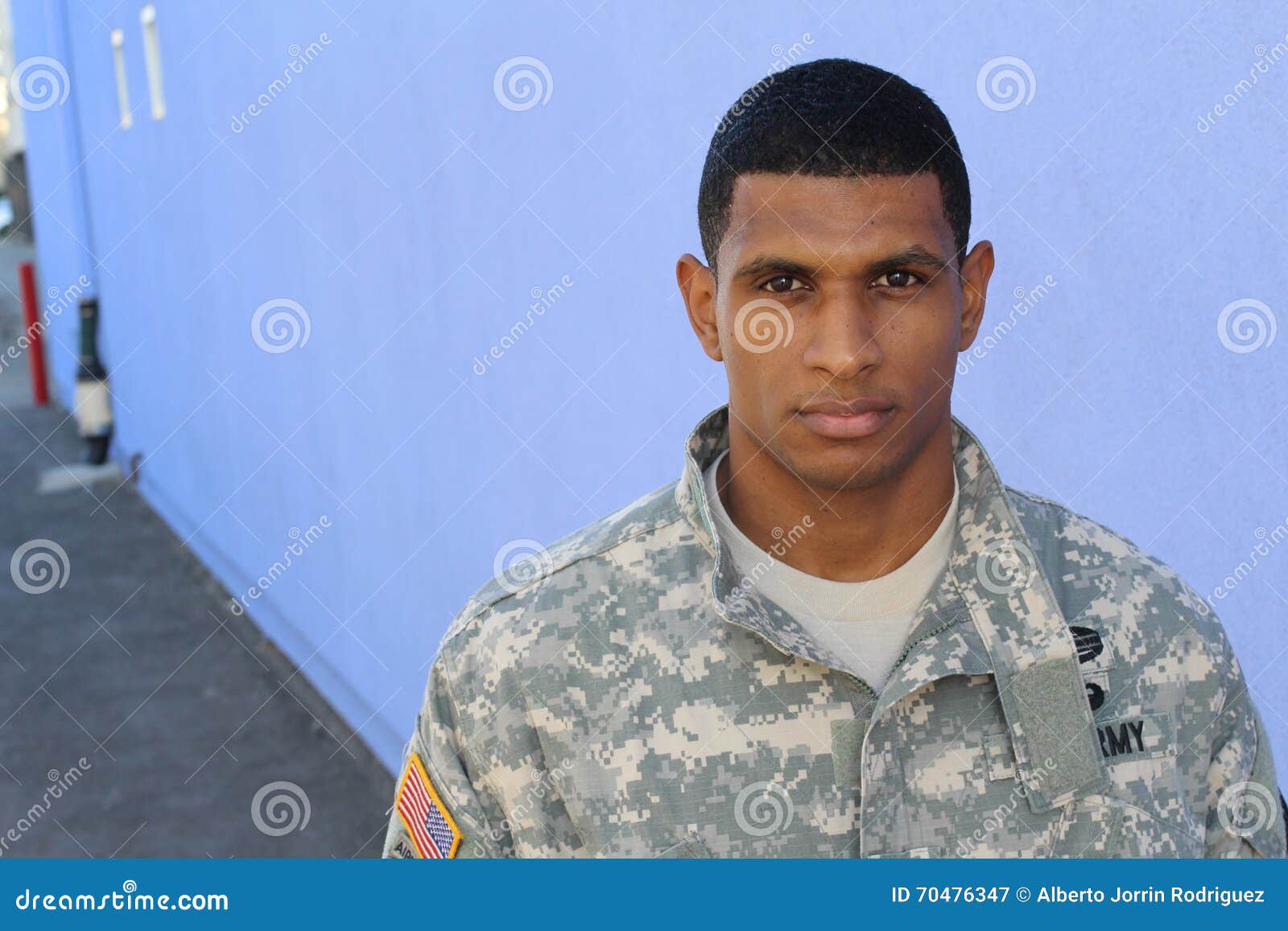 Serious Looking Serviceman with Copy Space on the Left Stock Image ...