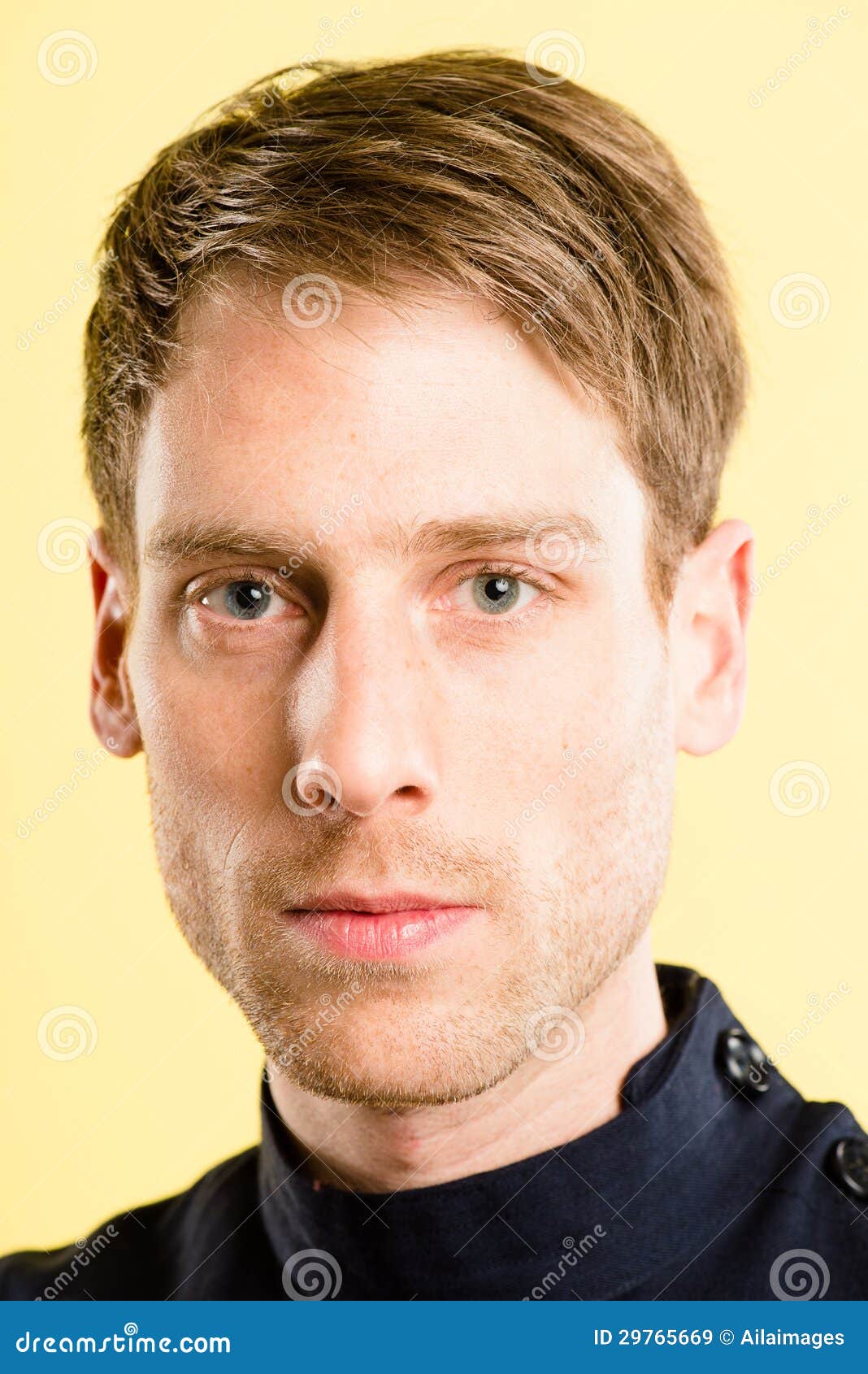 Serious Man Portrait Real People High Definition Yellow Background ...