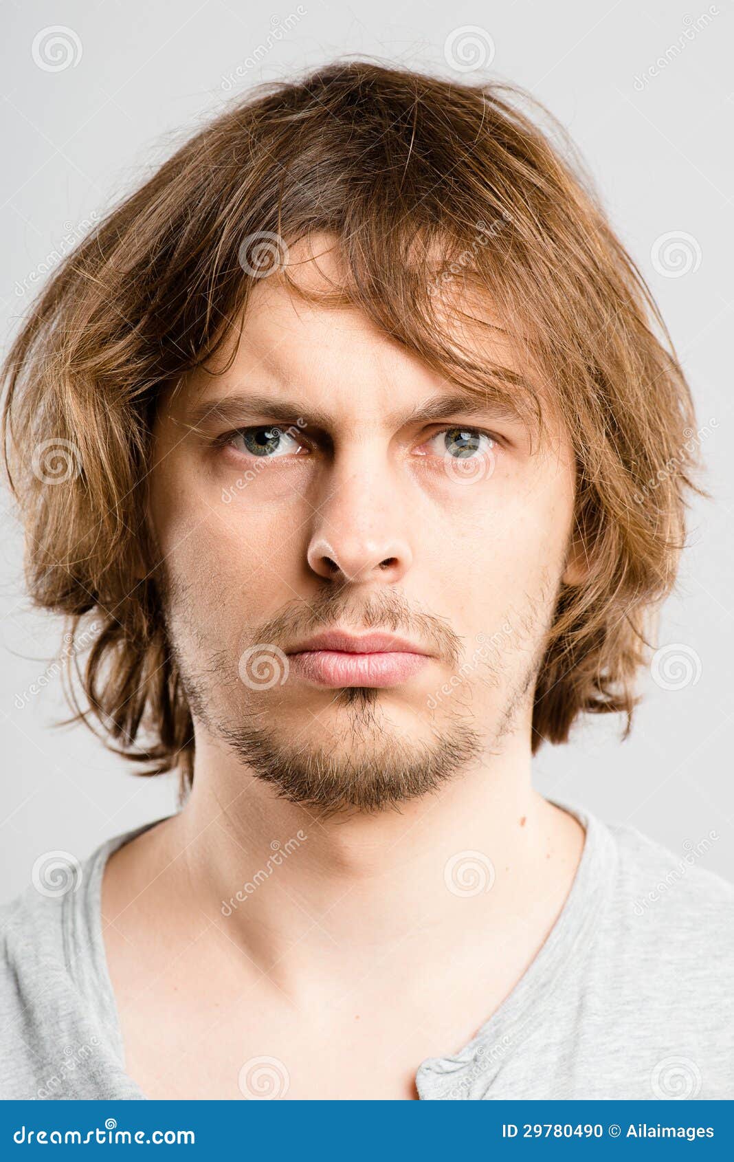 Serious Man Portrait Real People High Definition Grey Background Stock ...