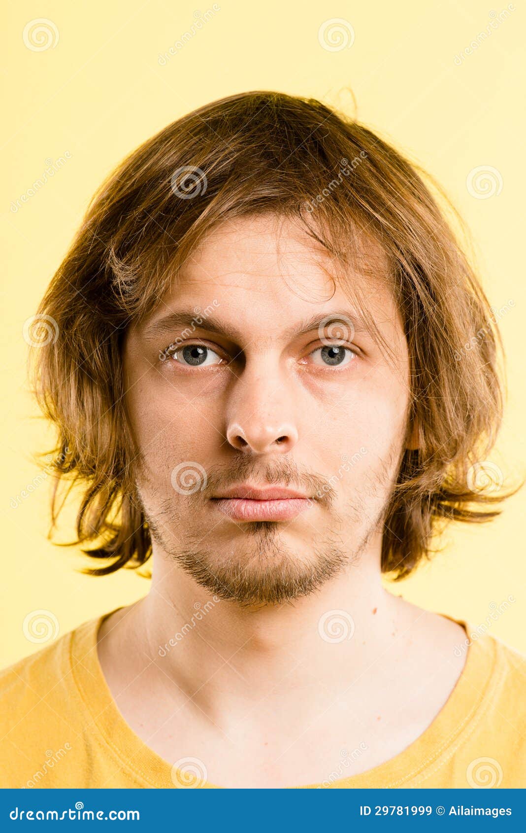 Serious Man Portrait Real People High Definition Yellow Background ...