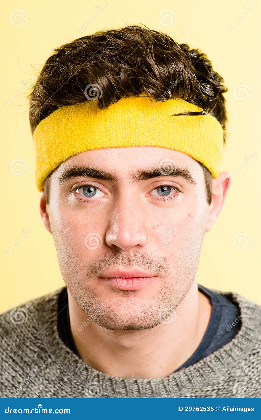 Serious Man Portrait Real People High Definition Yellow Background ...