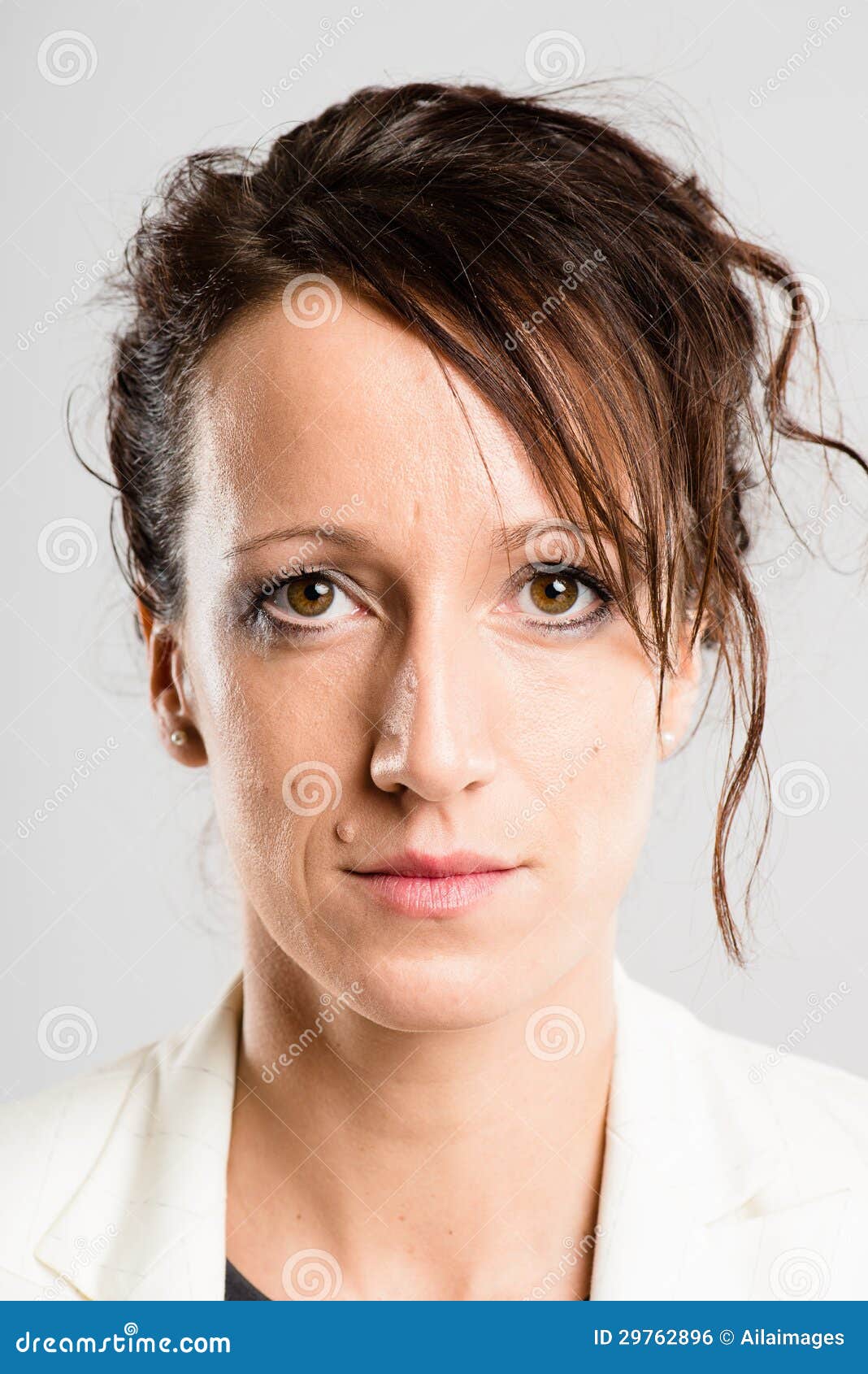 Serious Woman Portrait Real People High Definition Grey Background ...
