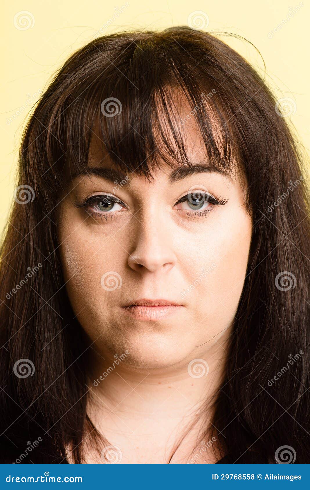 Serious Woman Portrait Real People High Definition Green Background ...