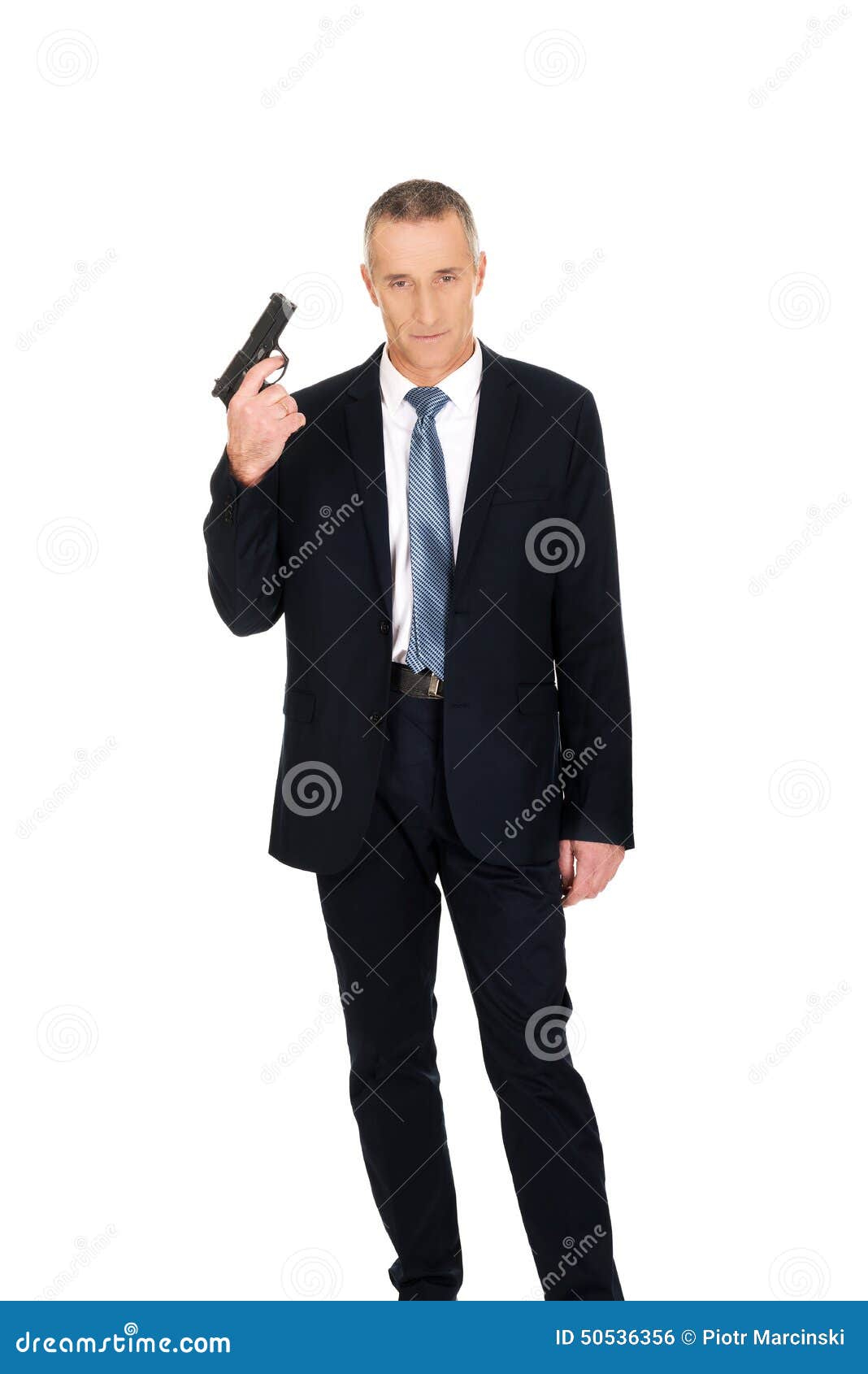 Serious Mafia Agent with Handgun Stock Photo - Image of pistol ...