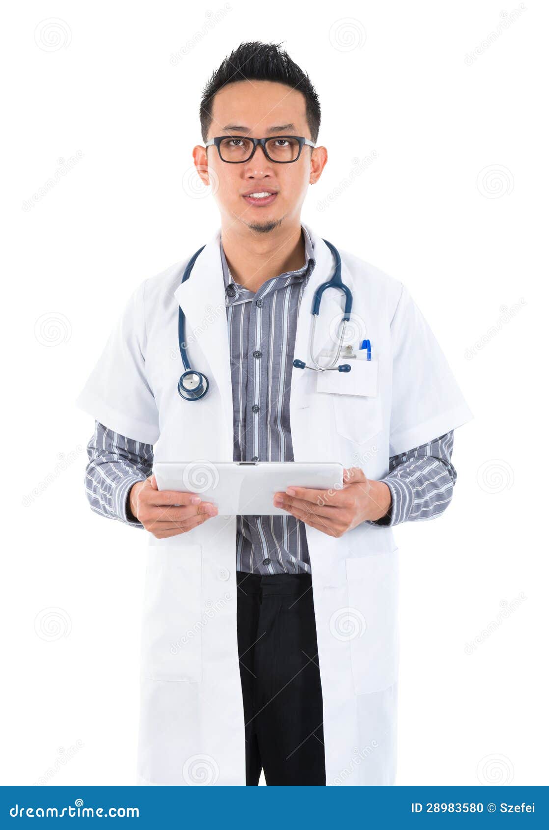 Serious Male Medical Doctor Stock Photo - Image of standing ...