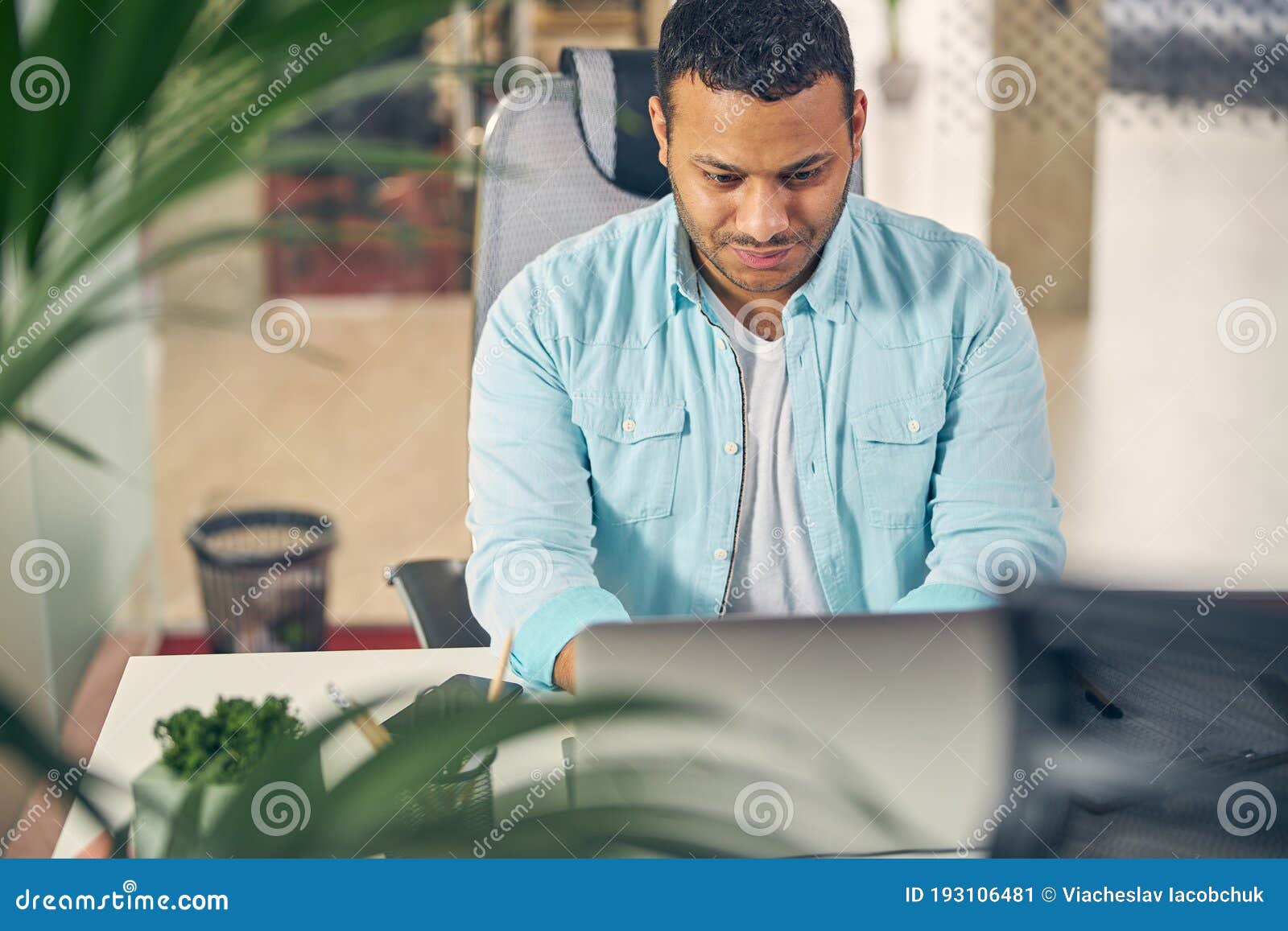Serious Male is Working at His Computer Stock Image - Image of leisure ...