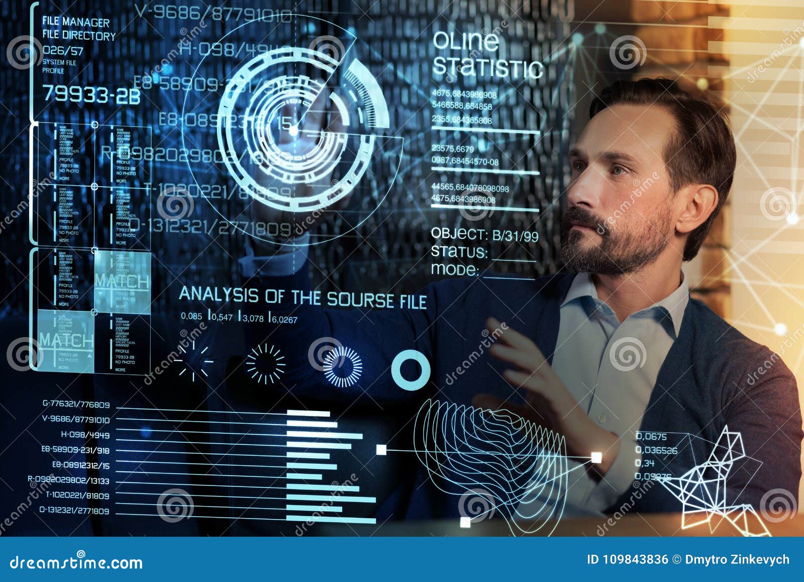 Serious Man Analyzing the Information while Being at Work Stock Photo ...