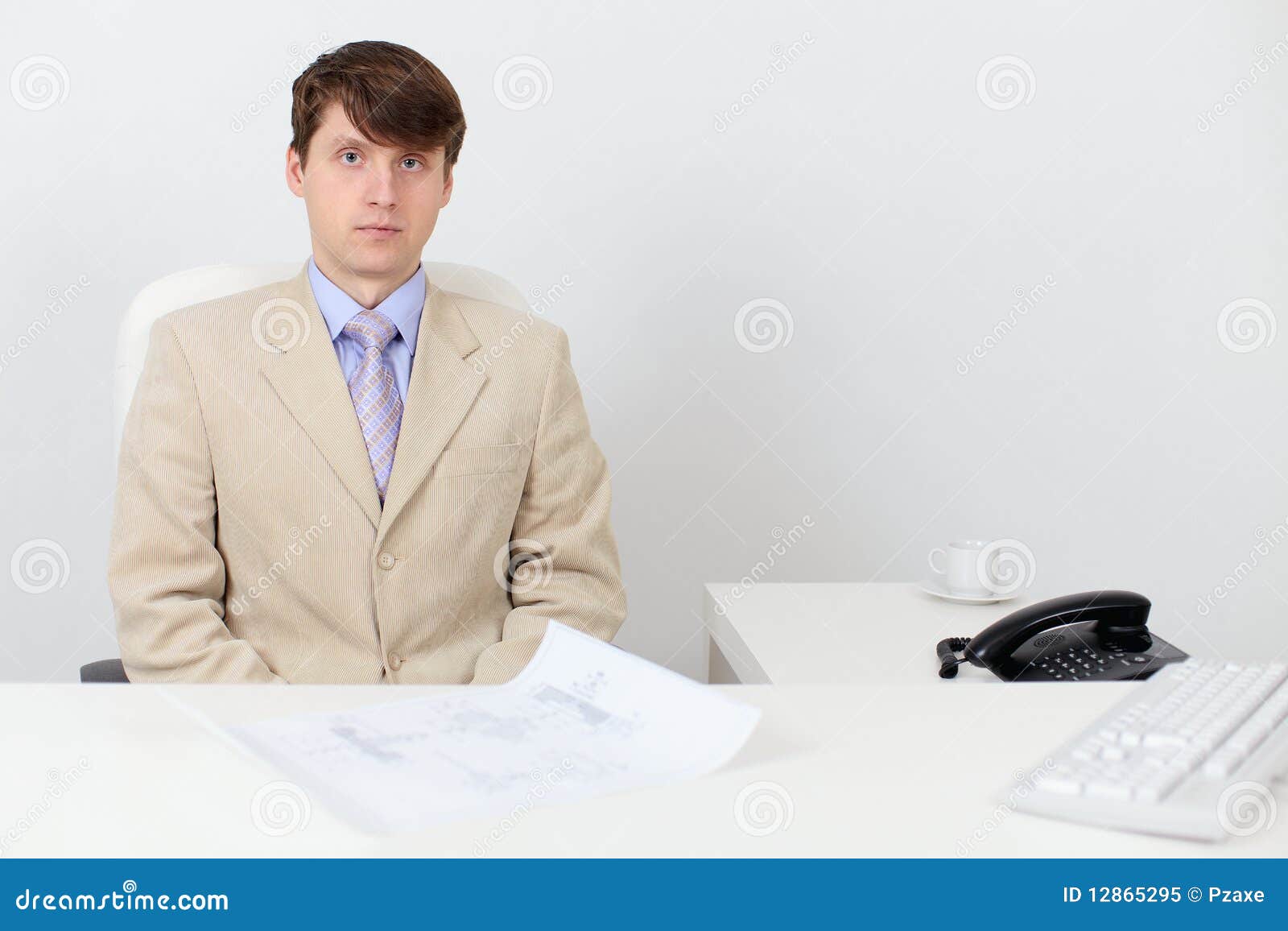 Serious Man in a Business Suit at Work in Office Stock Image - Image of ...