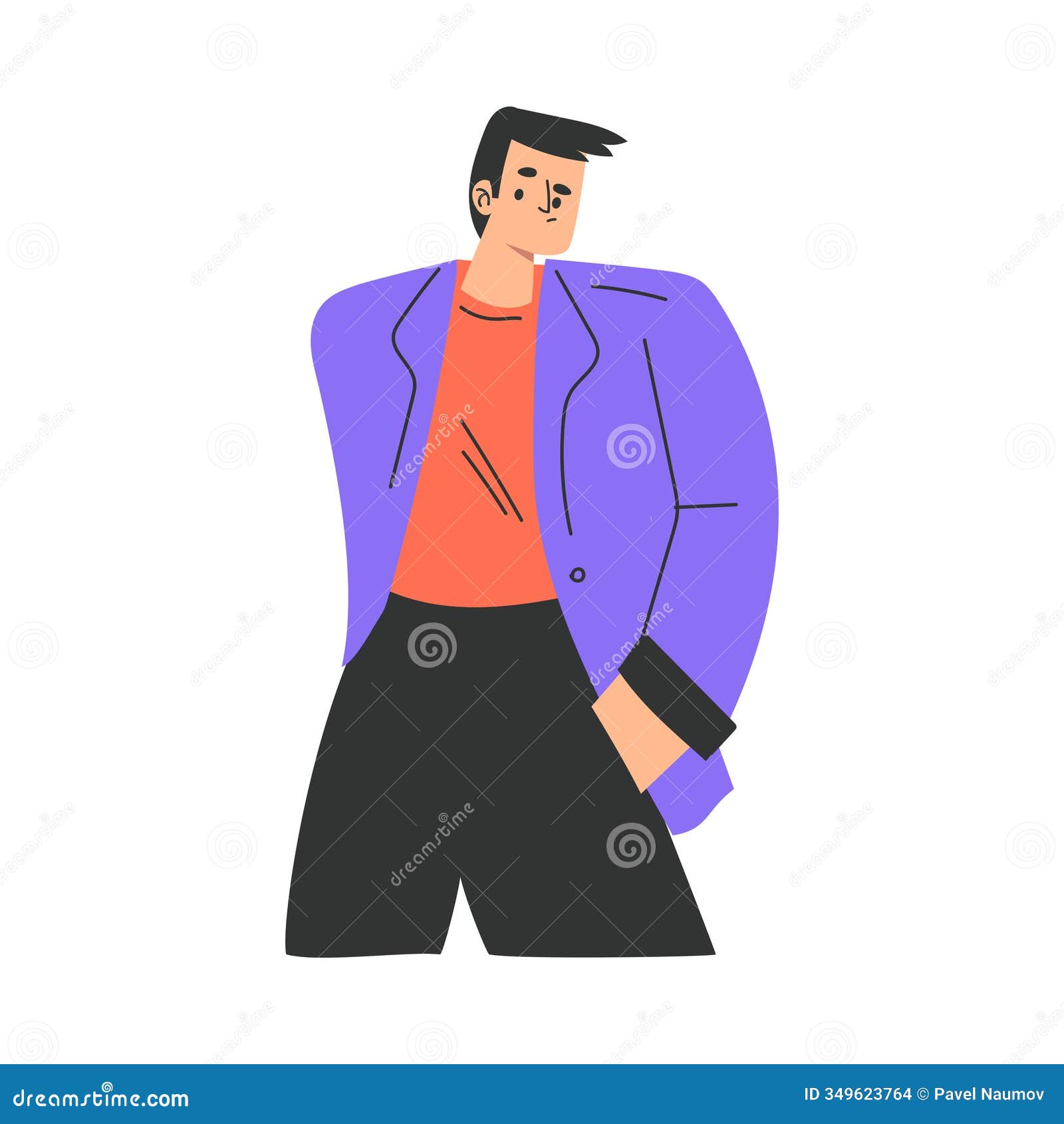 Serious Man Character with Gesture and Face Expression Vector ...