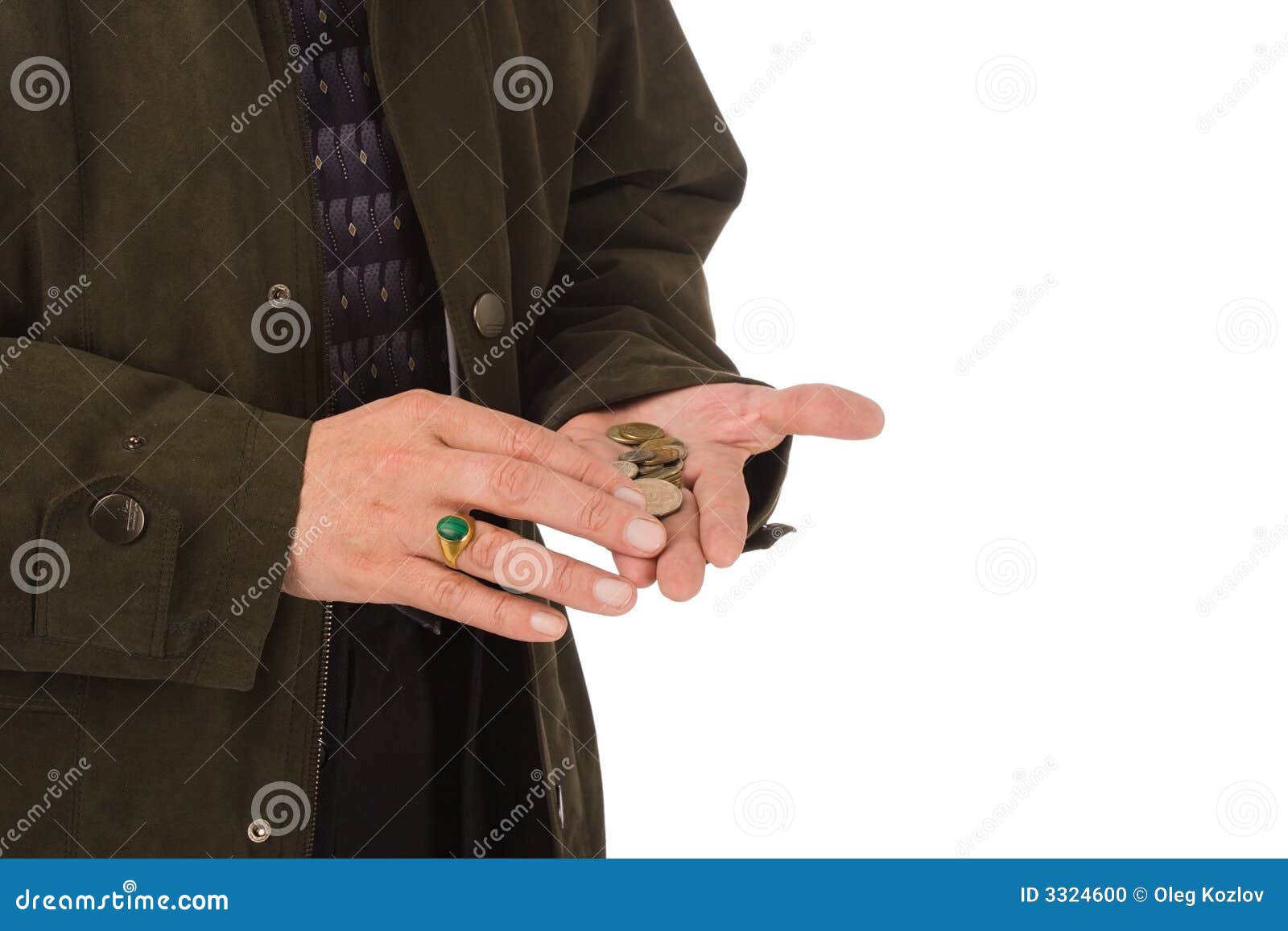 Serious man counting coins stock photo. Image of cash - 3324600