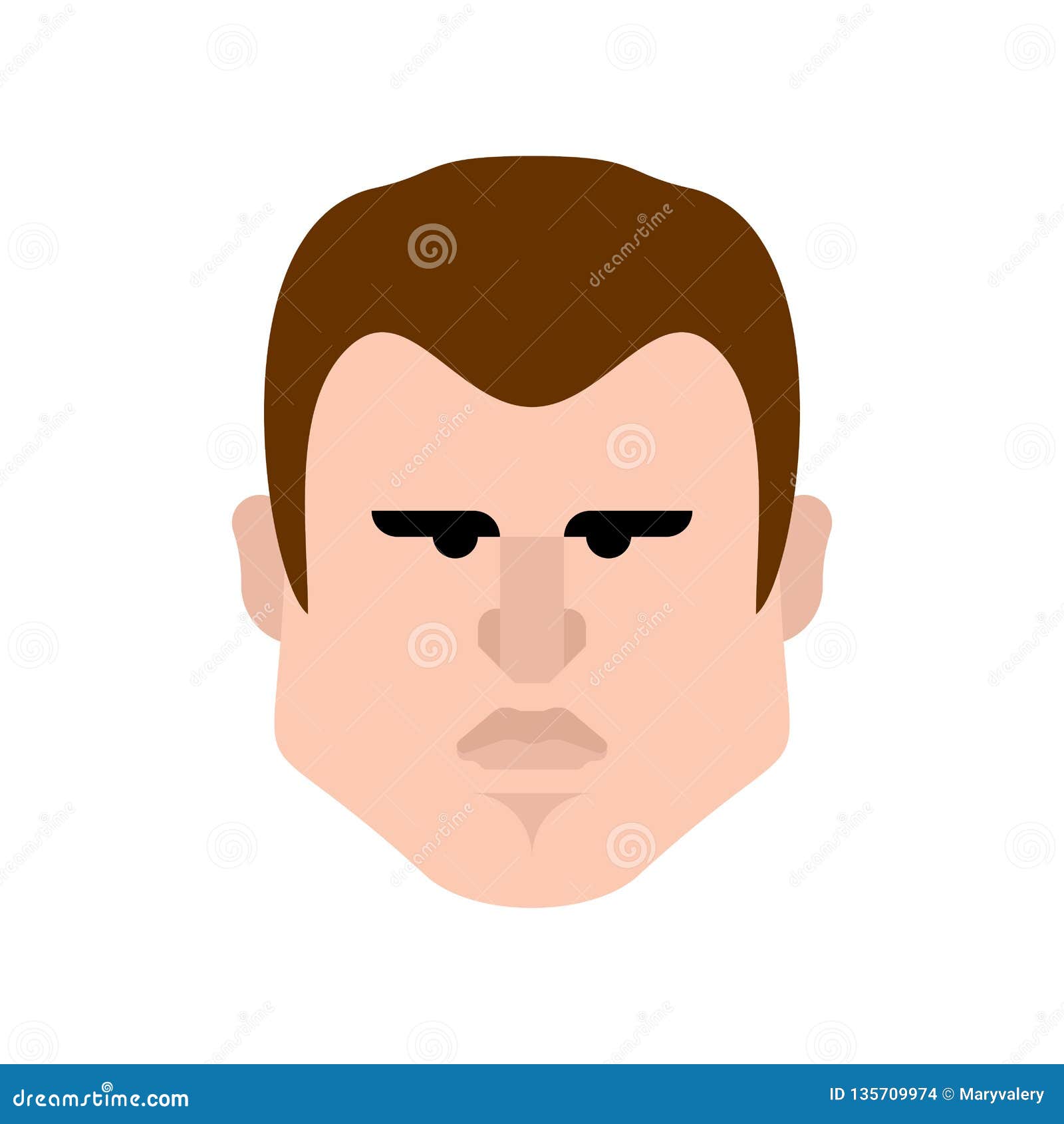 Serious Man Face. Severe Guy Head Stock Vector - Illustration of ...