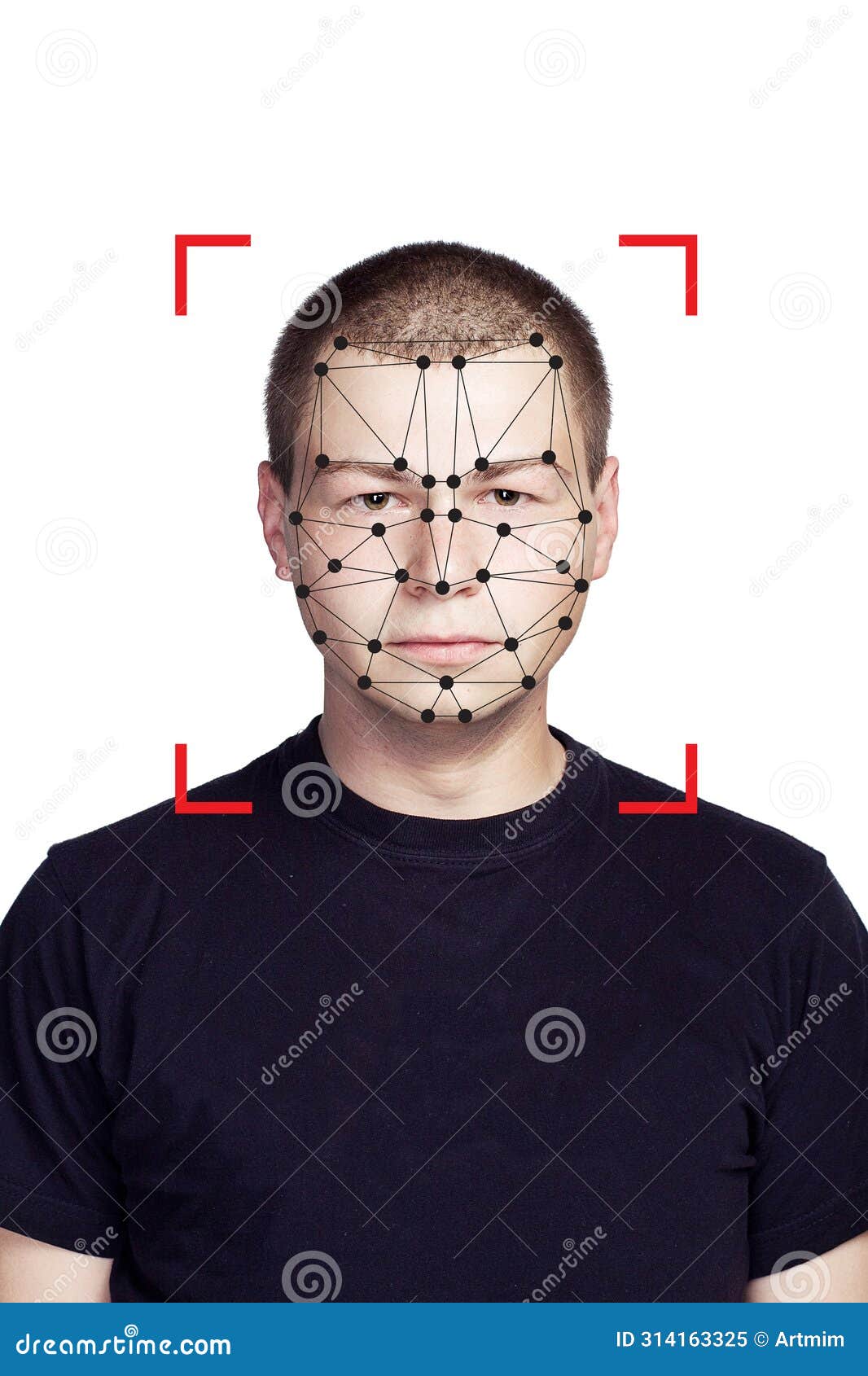 Serious Man and Facial Recognition Technology Concept Stock Image ...