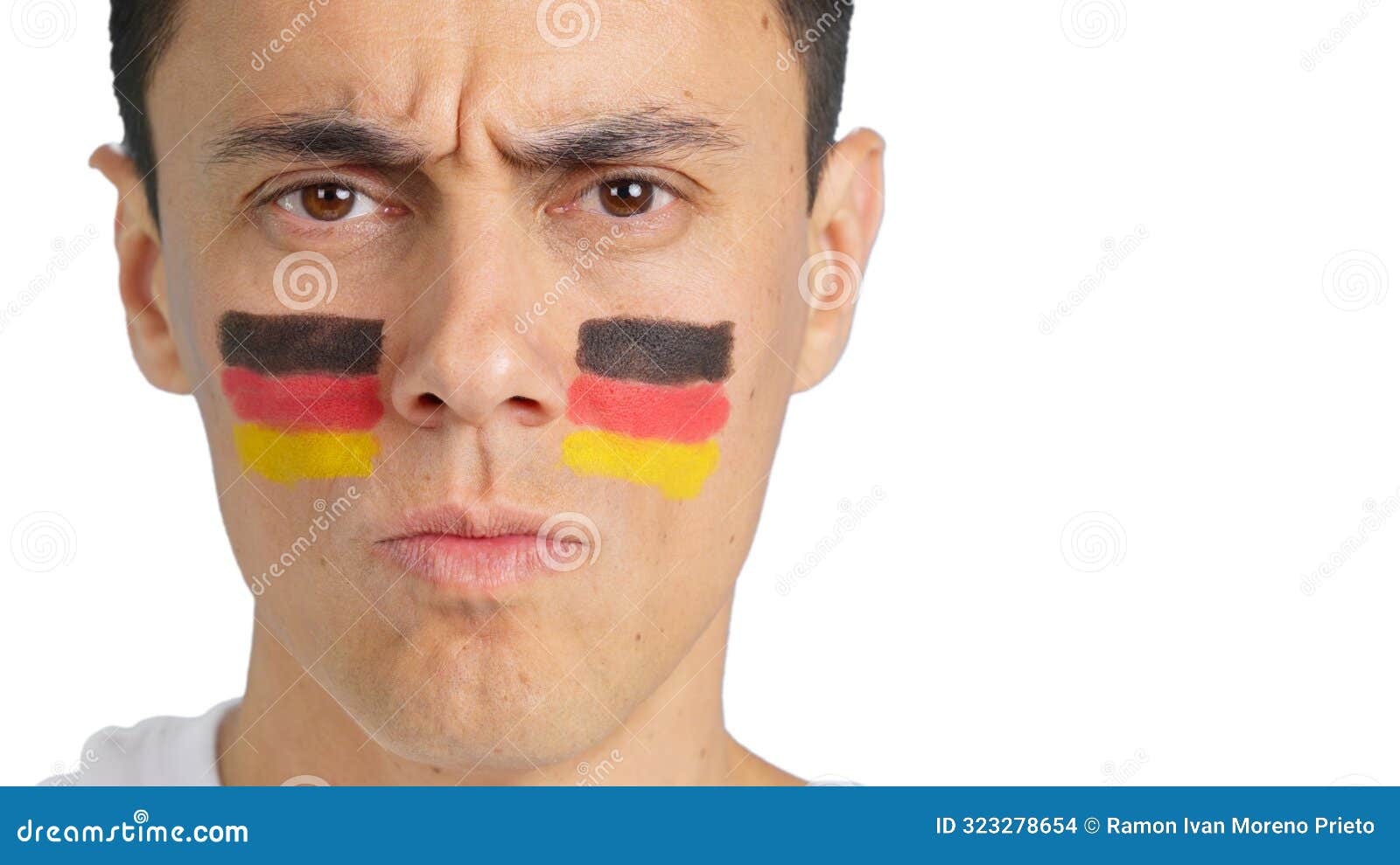 Serious Man with a German Flag Painted on the Face Stock Photo - Image ...