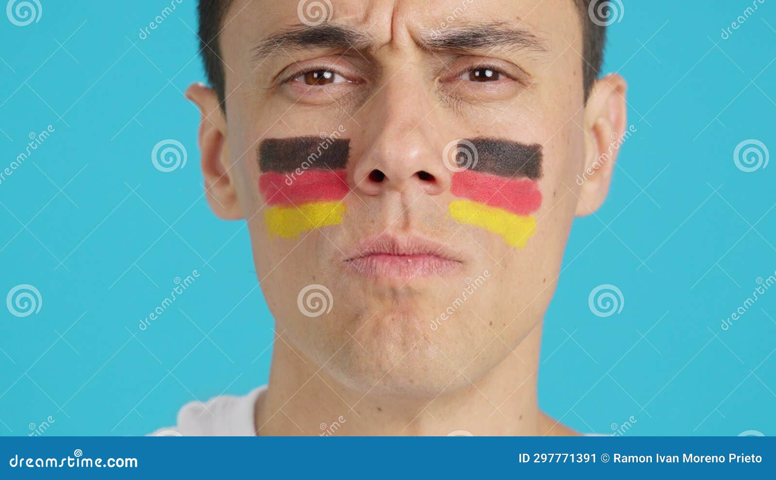 Serious Man with a German Flag Painted on the Face Stock Video - Video ...