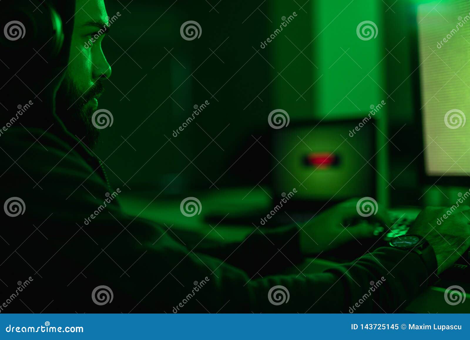 Serious Man Hacking Database Stock Image - Image of horizontal, data ...